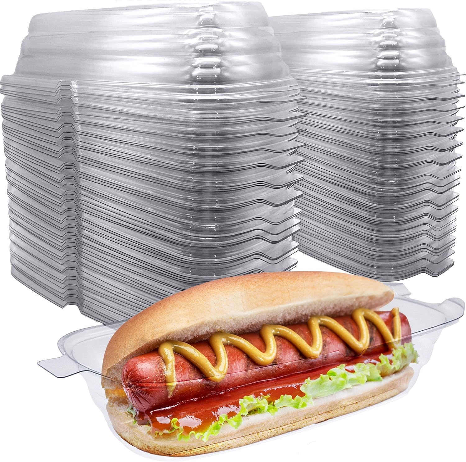 Amazon.com: Sturdy, Locking Plastic Hot Dog Trays. 50 Pack. 25 Tops and ...