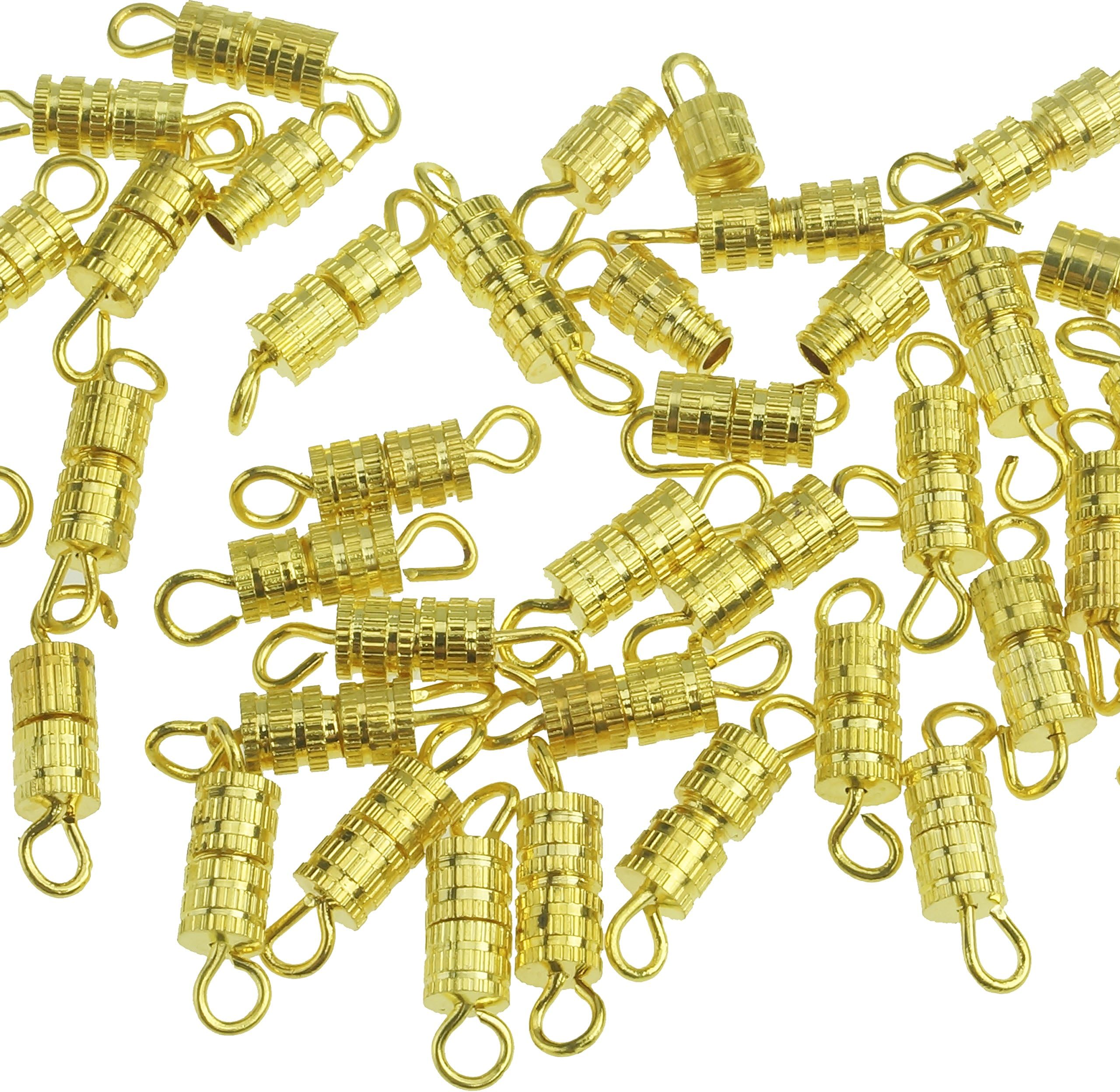 Amazon.com: 50pcs Brass Screw Clasps Barrel Clasps Cord End Caps ...