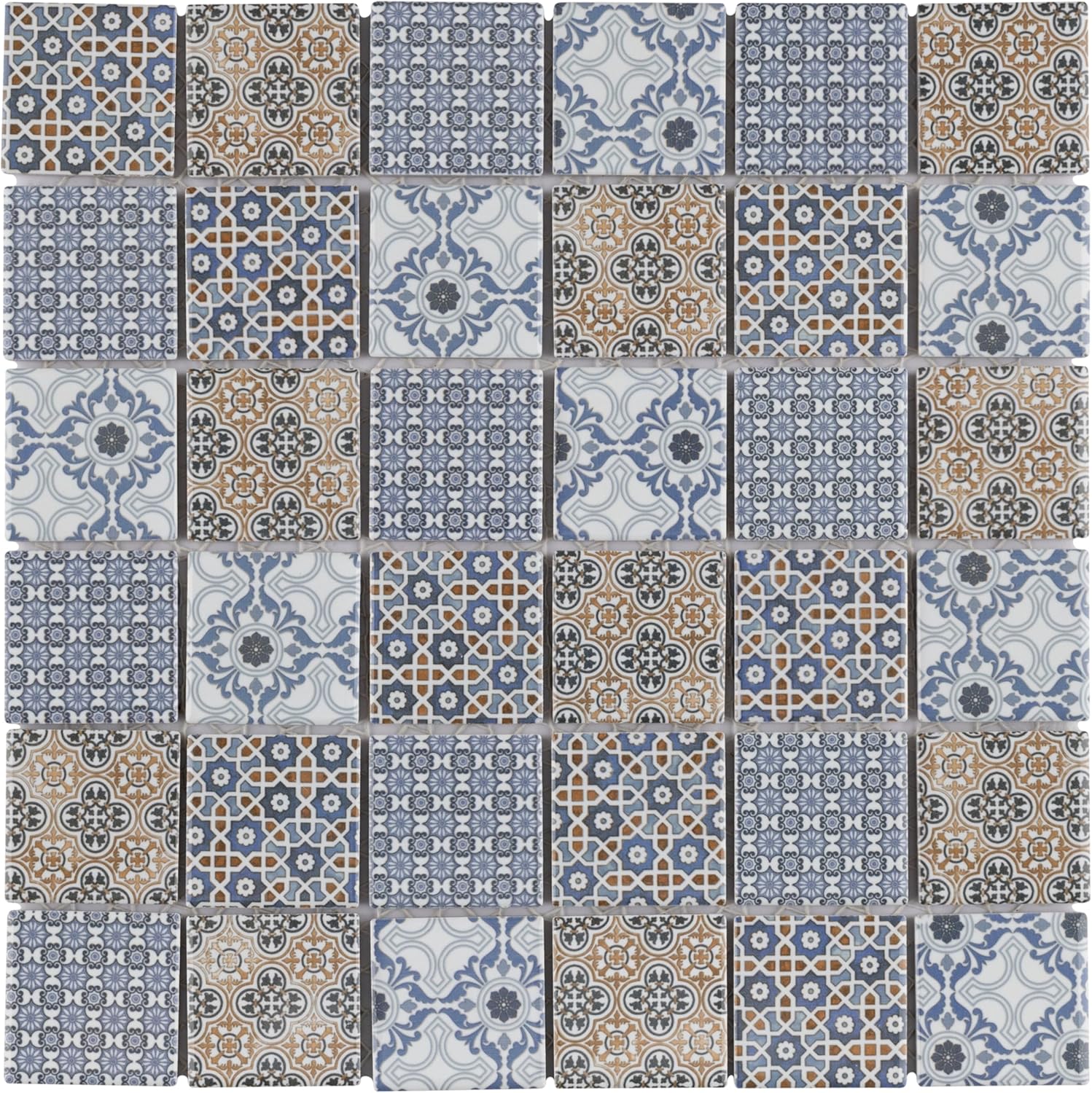 Merola Tile Classico 2" Square Mix 6" x 6" Porcelain Mosaic Tile Sample ...