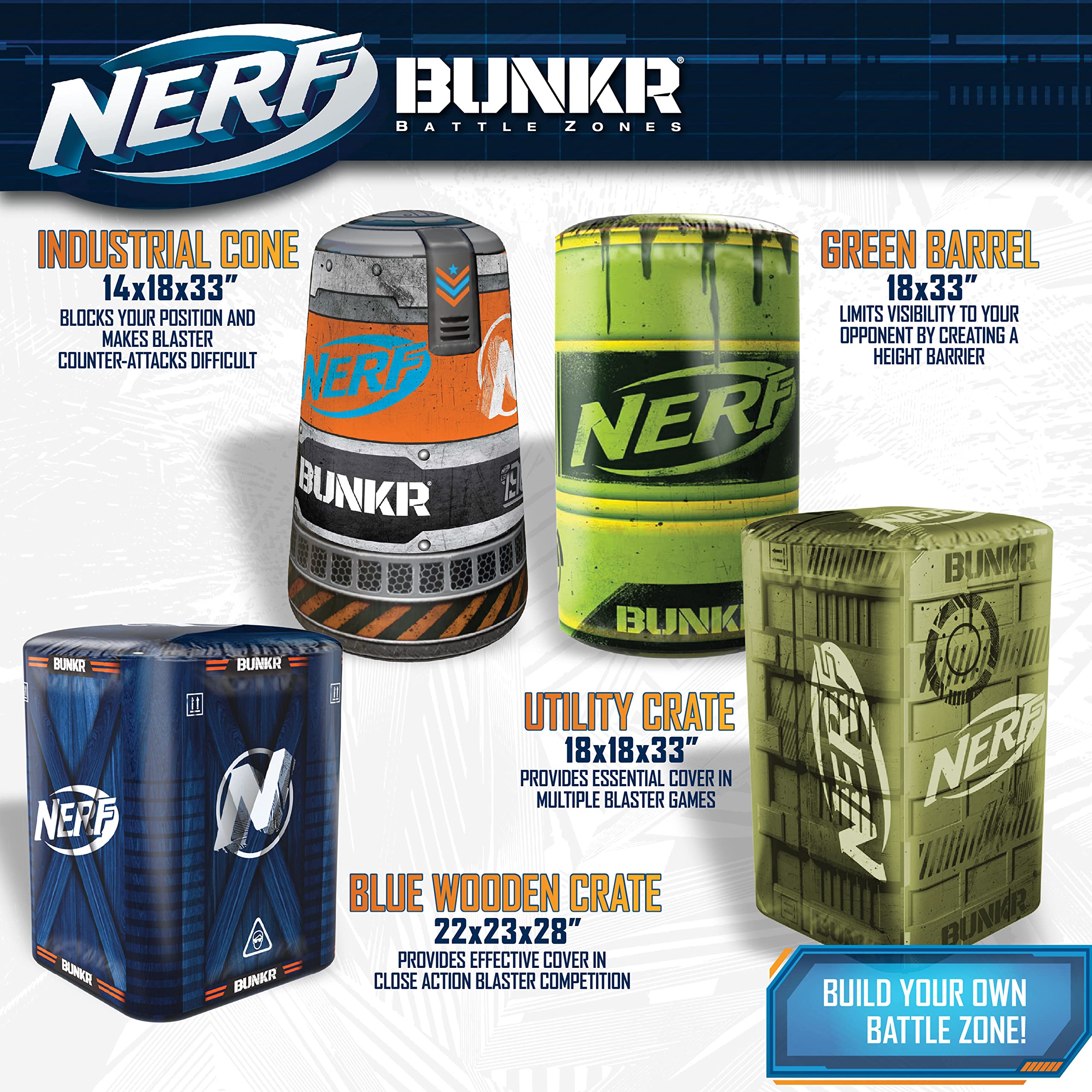 NERF BUNKR Stadium Pack Inflatable Battlezone - Ultimate 9 Piece ...