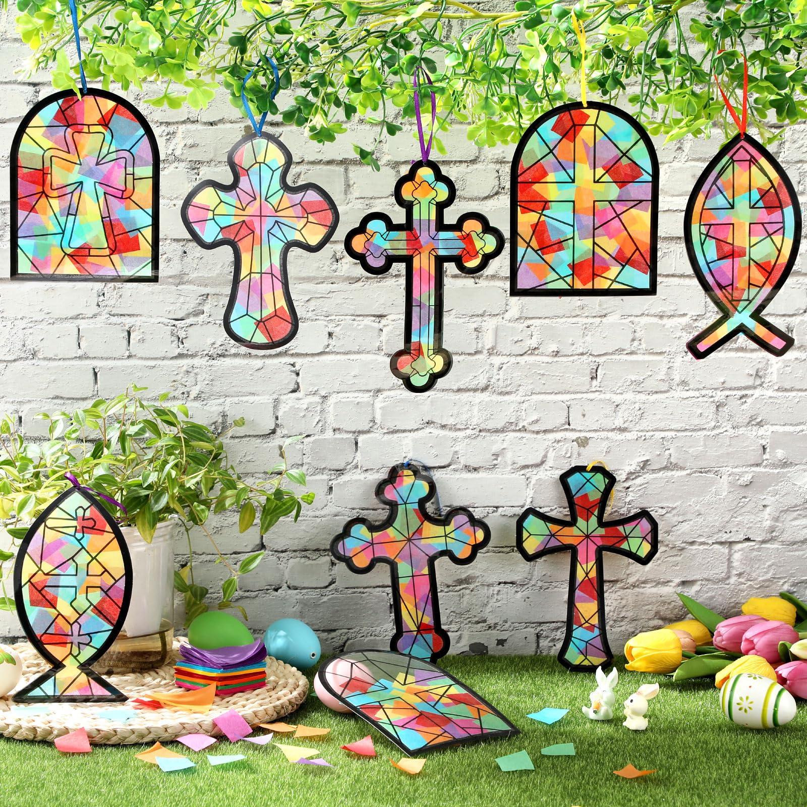 Snapklik.com : 32 Pcs Easter Cross Suncatchers Craft Kit, Christian ...