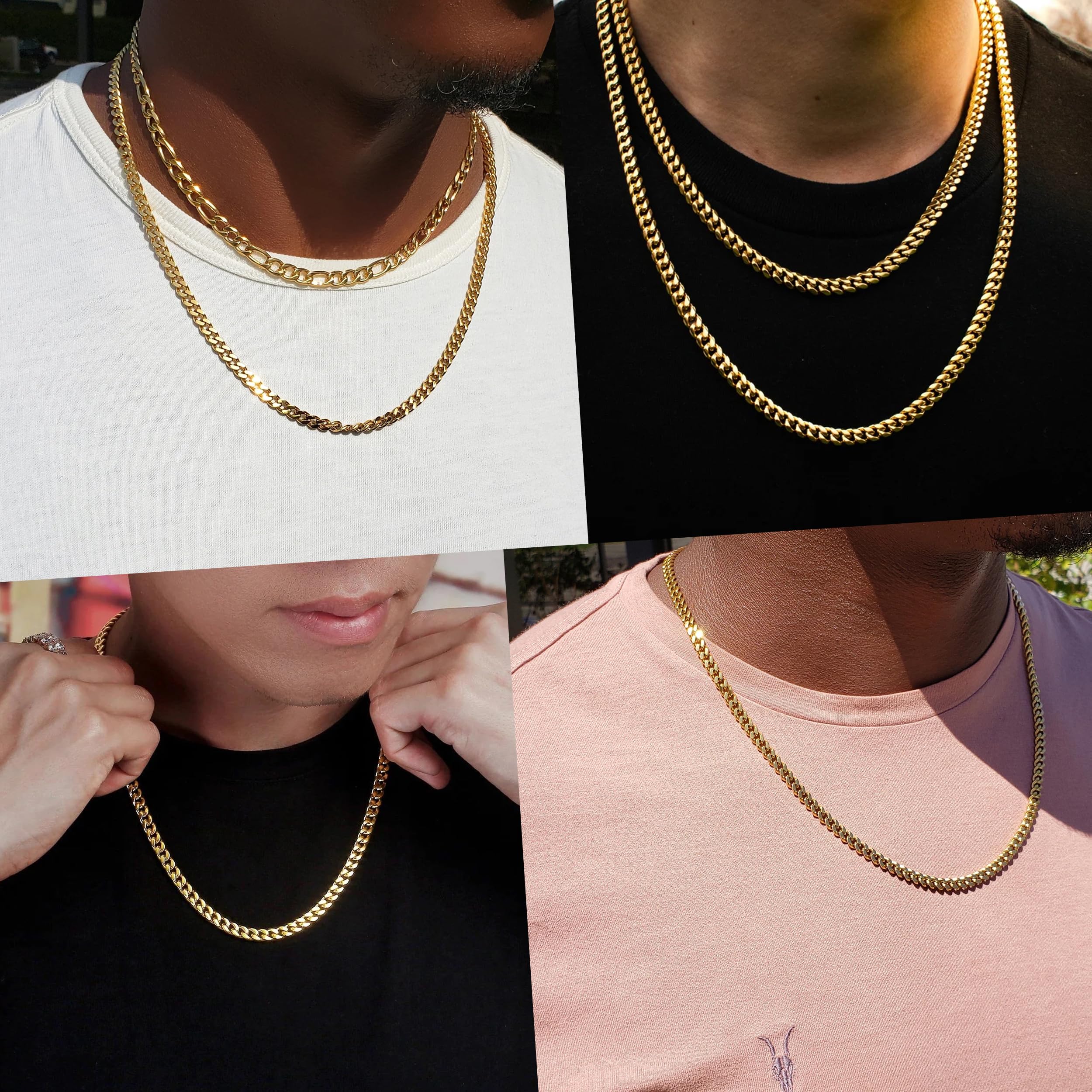 Snapklik.com : 5mm Extra Long Gold Chain For Men 14K Gold Cuban Link ...