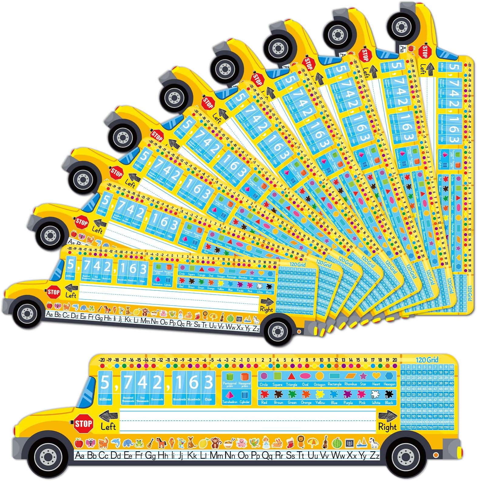 Amazon.com: CHUNNIN 40Pcs School Bus Name Tags Desktop Reference Name ...