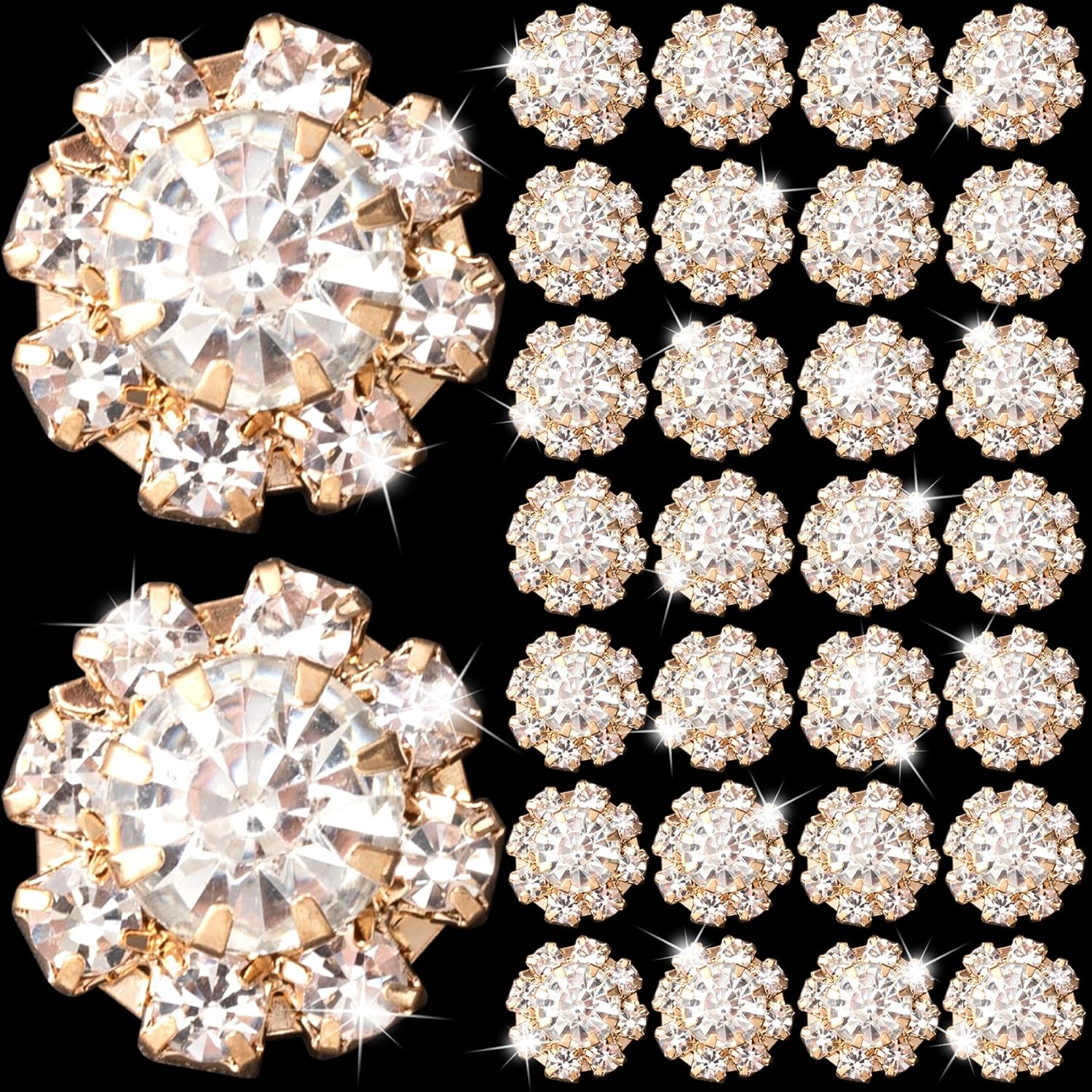 Amazon.com: HINZIC 30 PCS 10mm Gold Rhinestone Buttons Flatback Crystal ...