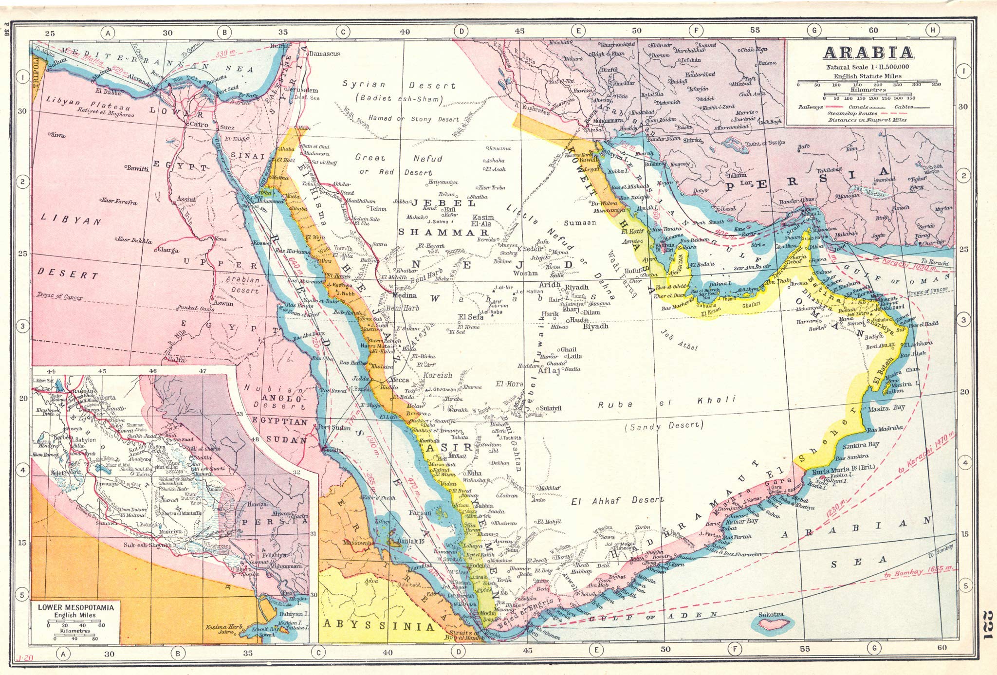 Arabia Saudi Arabia Uae Oman Yemen Inset Lower Mesopotamia Iraq ...