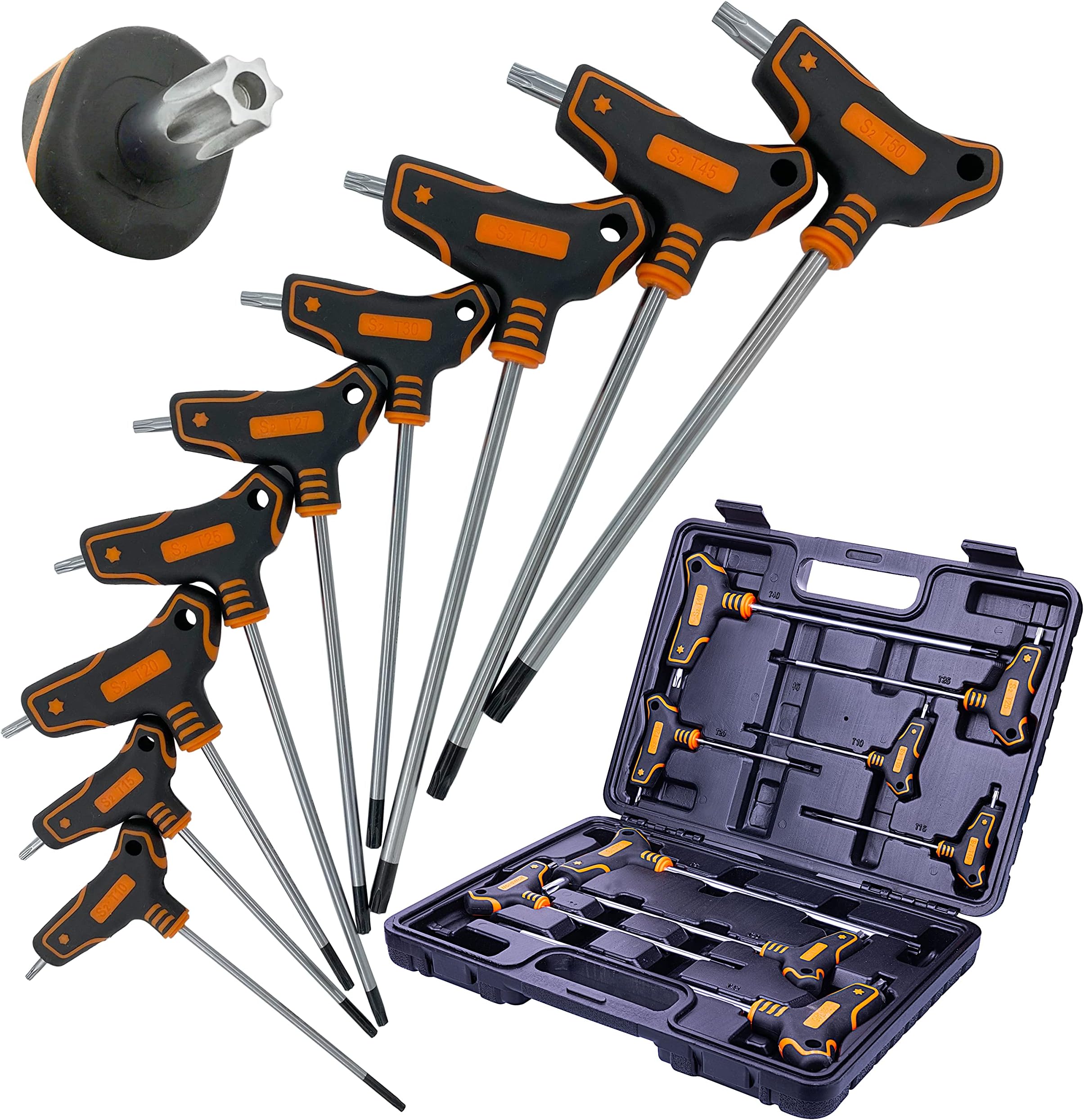 Hoteche 9PC T-Handle Torx Star Key Wrench Set Tamper Torx 2 Drive Ends ...