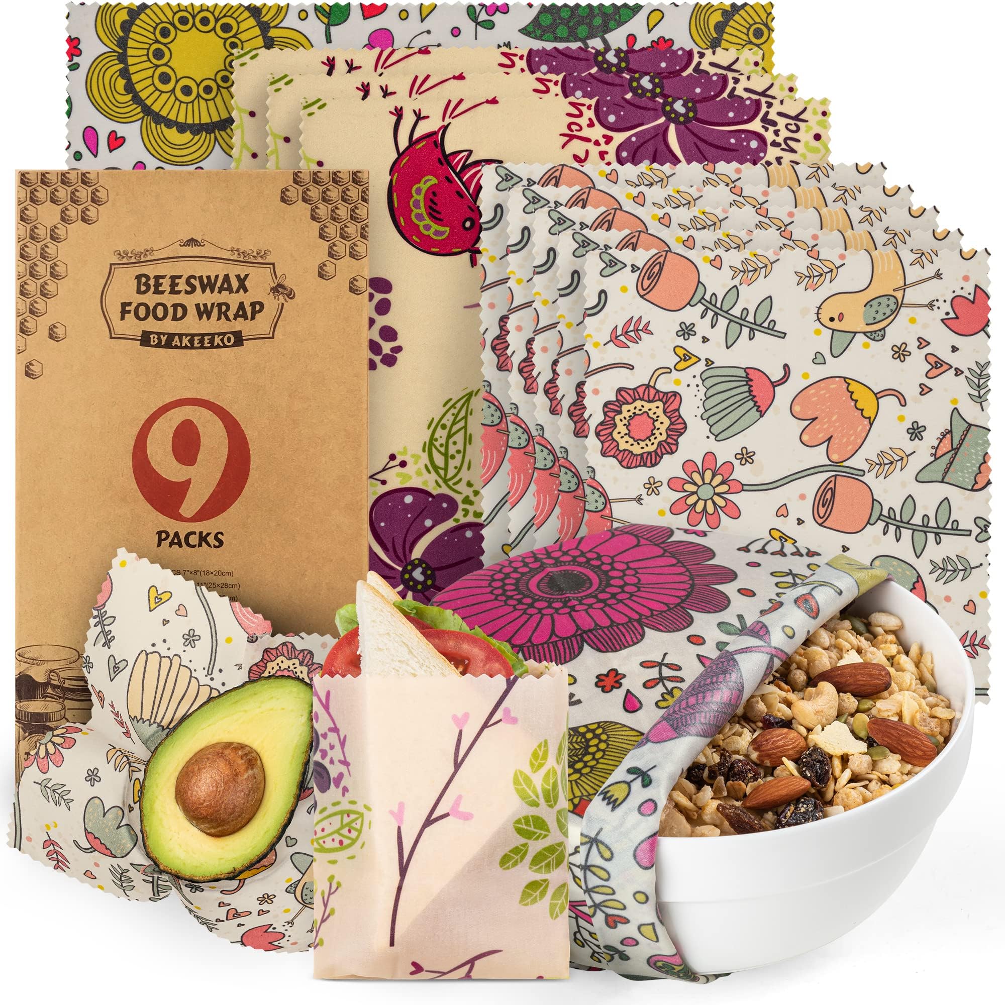 Amazon.com: Reusable Beeswax Food Wraps - 6-Pack Food Grade, Zero Waste ...