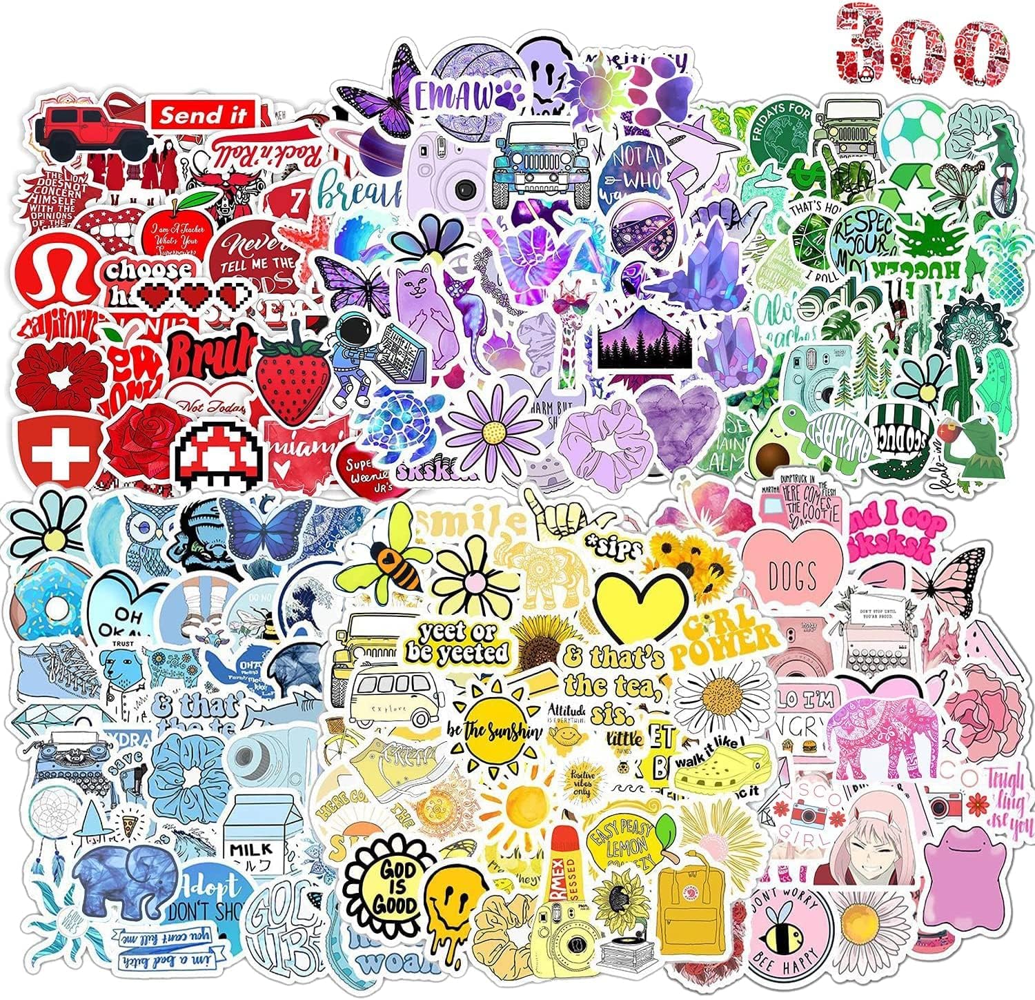 Stickers 300 Pcs Coloured Aesthetic Stickers for Adults Children Teens ...