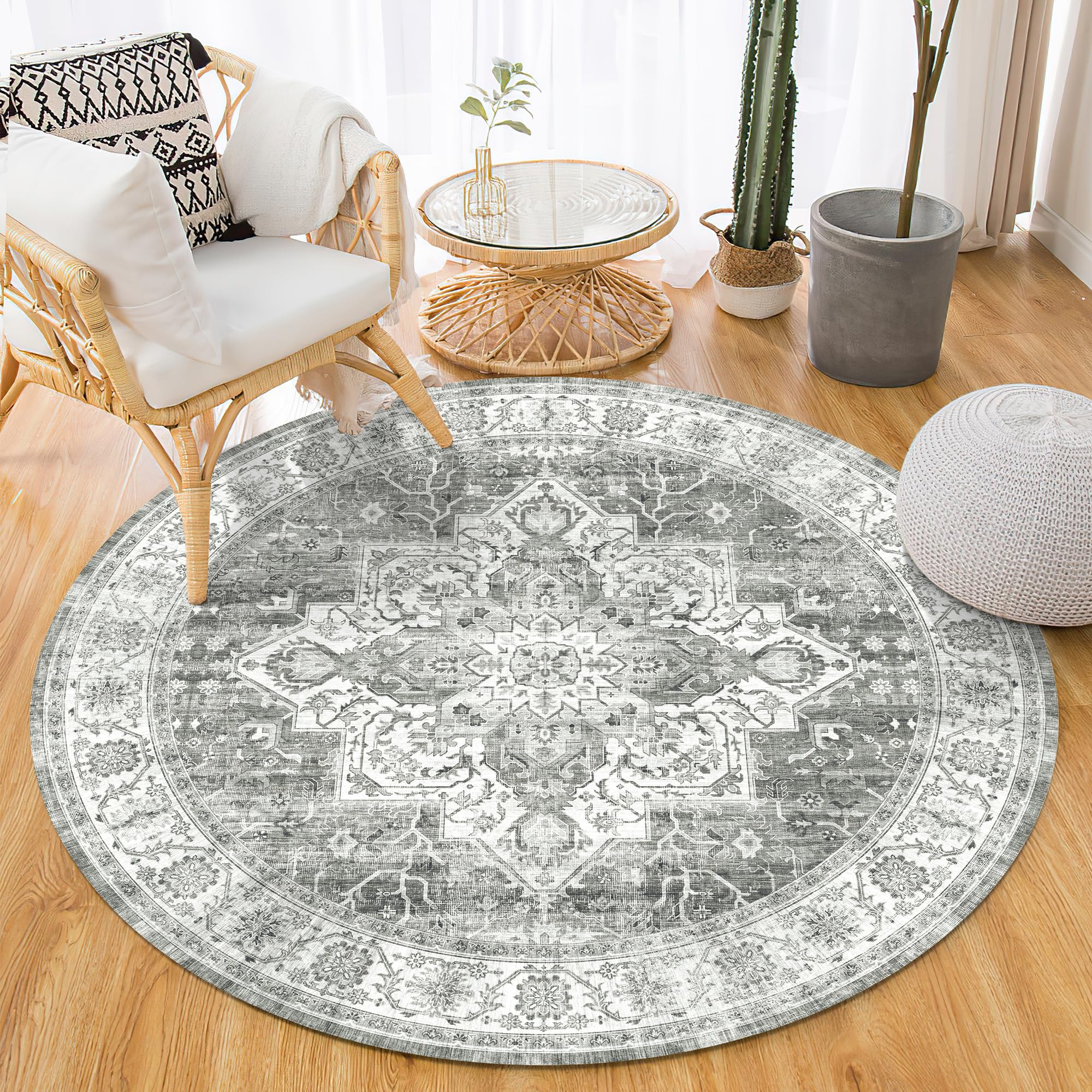 Amazon.com: VIPBED 4x4 Area Rug, Washable Round Rug for Living Room ...