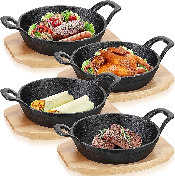 Amazon.com: Sliner 4 Sets Mini Cast Iron Skillet Small Cast Iron Plates ...