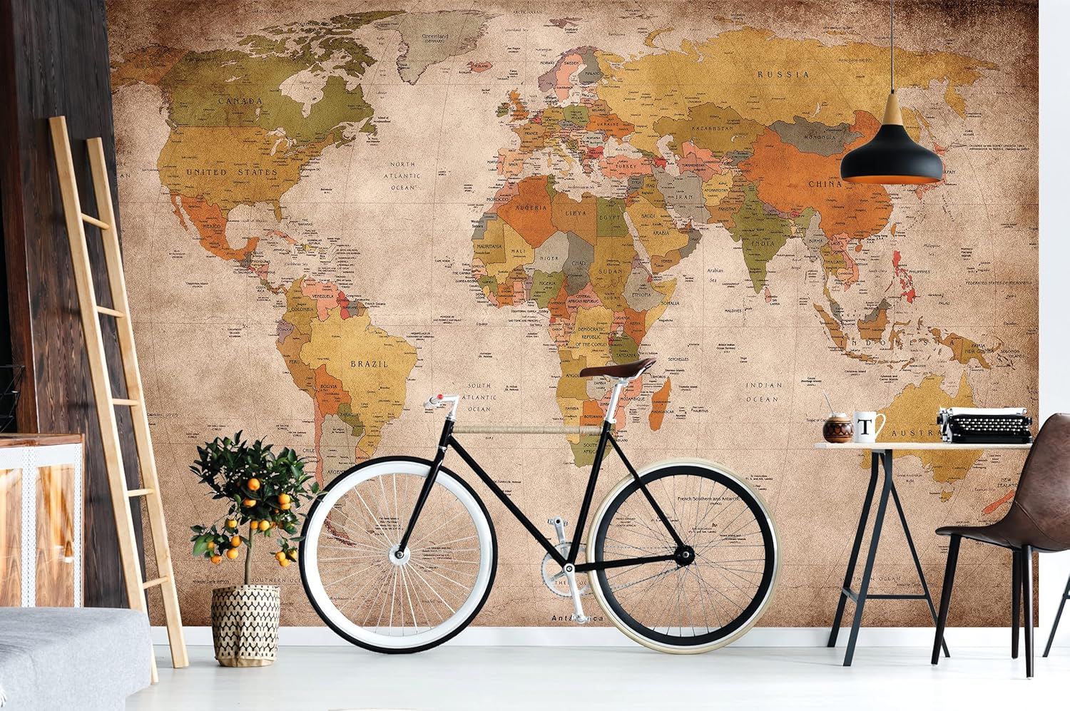 Papel pintado fotográfico Mapamundi – Motivo vintage y retro – imagen ...