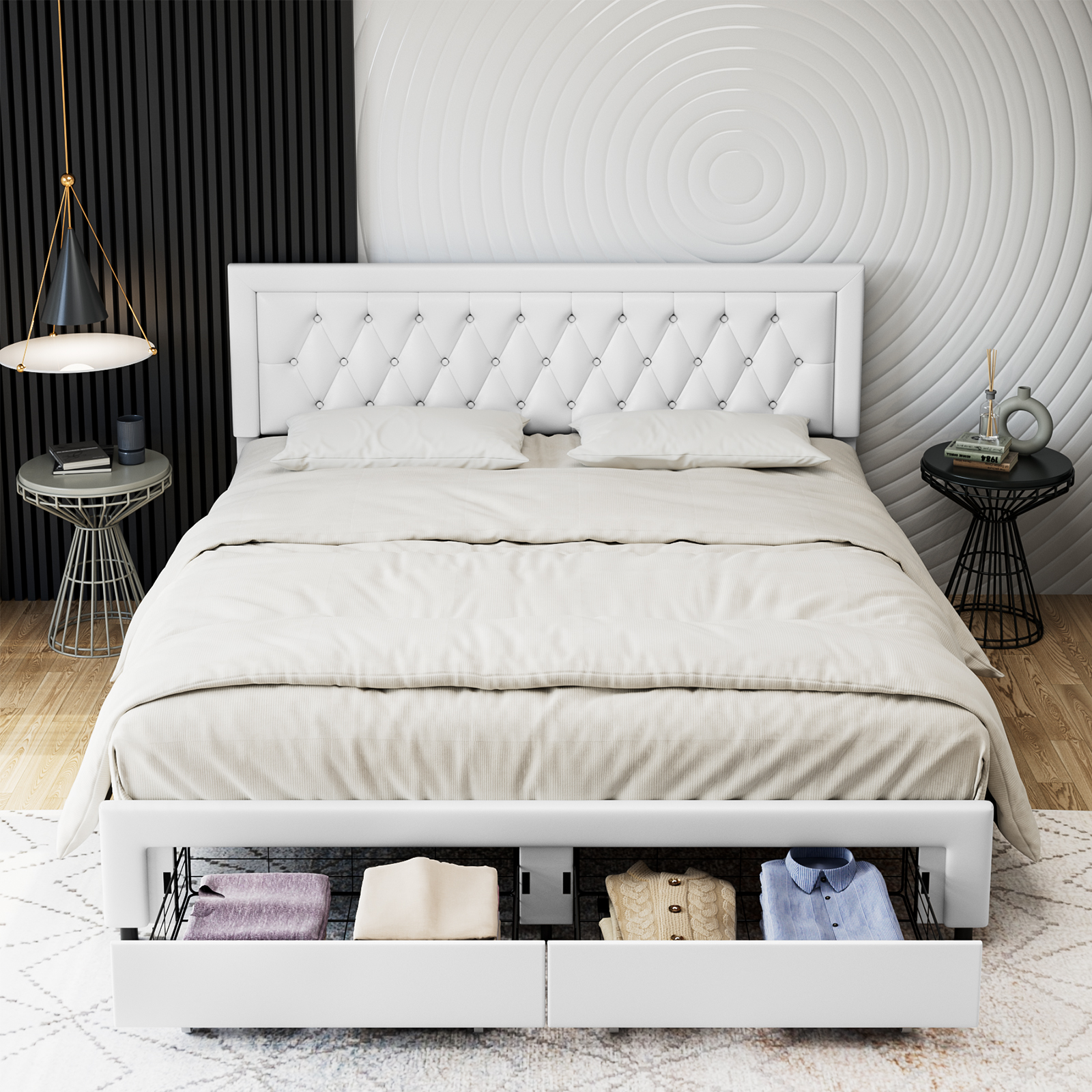 Watch KEYLUV Platform bed frame with 2 storage on Amazon Live