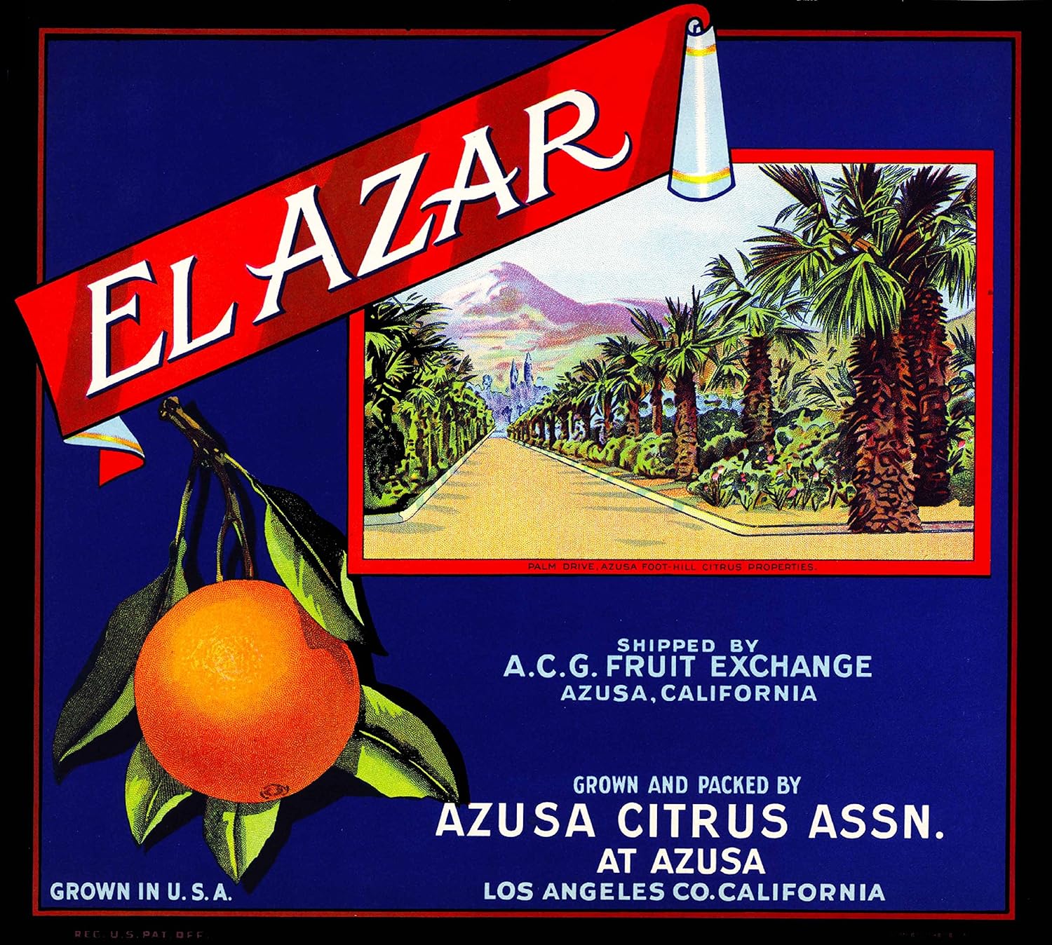 Amazon.com: A SLICE IN TIME Azusa California El Azar Brand Orange ...
