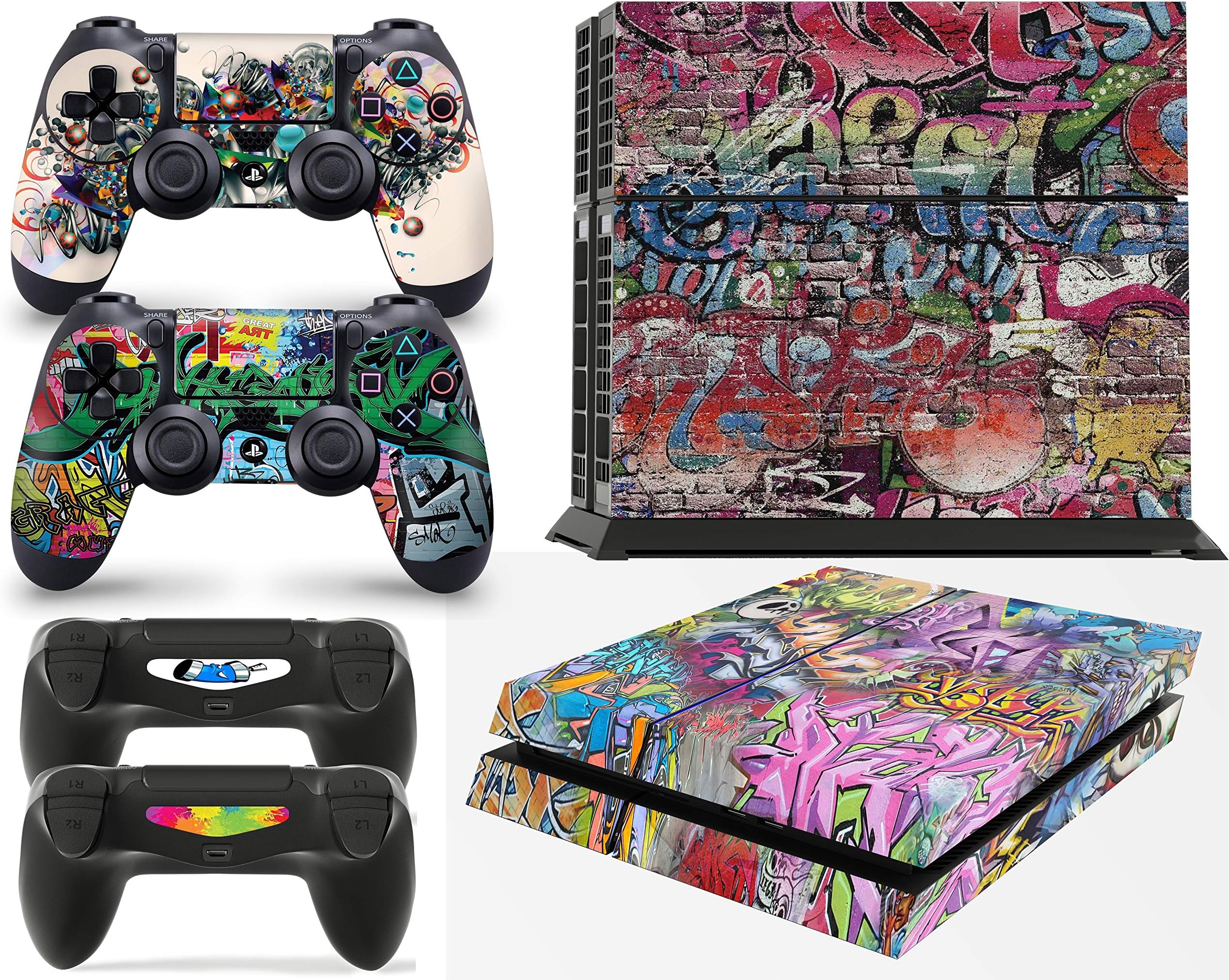 GNG PS4 Console Graffiti Skin Decal Vinal Sticker + 2 Controller Skins ...