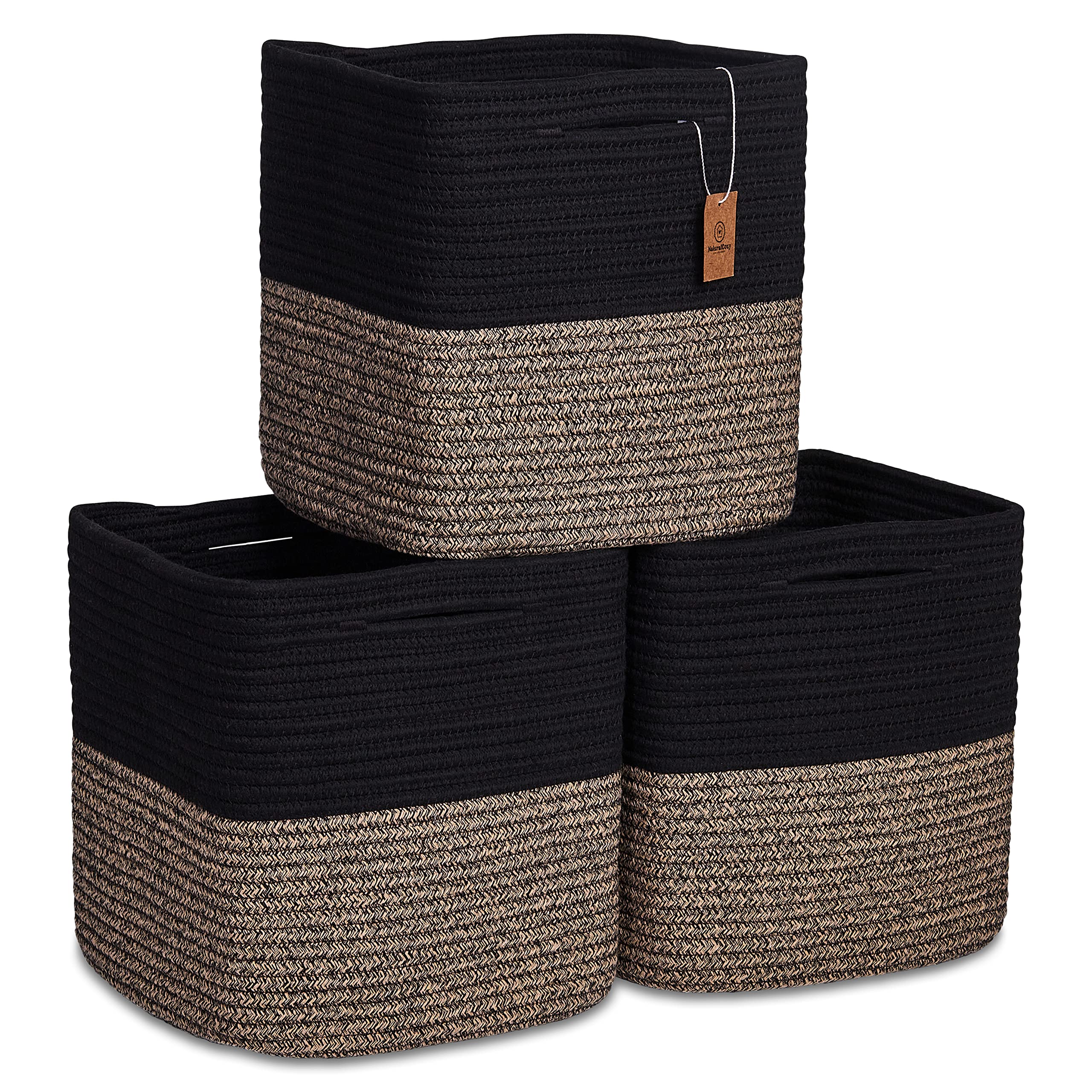 Amazon.com: NaturalCozy Storage Cubes 11 Inch Cotton Rope Woven Baskets ...
