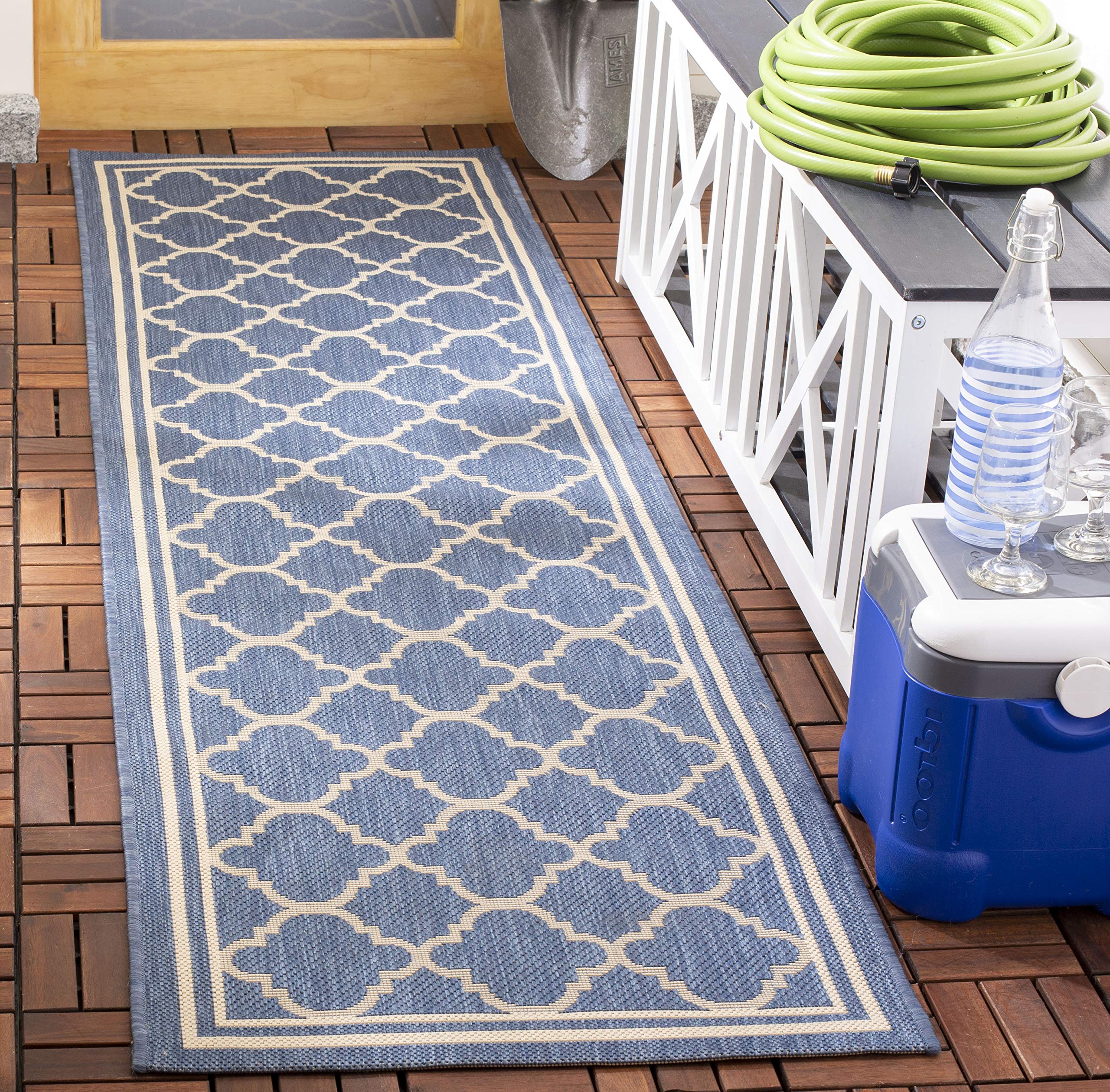 Amazon.com: SAFAVIEH Courtyard Collection 2'3" x 9' Blue/Beige CY6918 ...