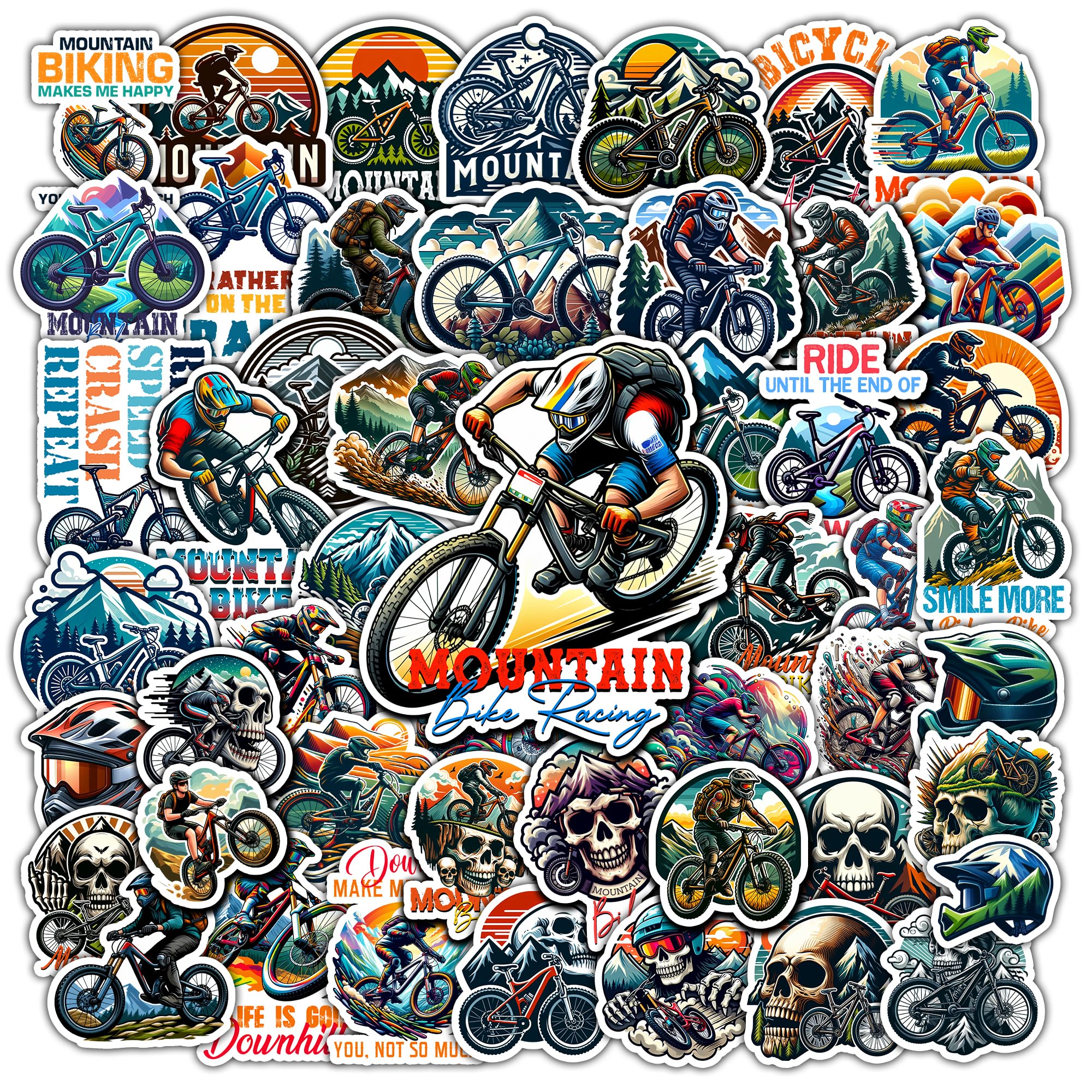 Amazon.com: BIGZORO Pack 50 PCS Mountain Bike Sticker Print Outdoors ...