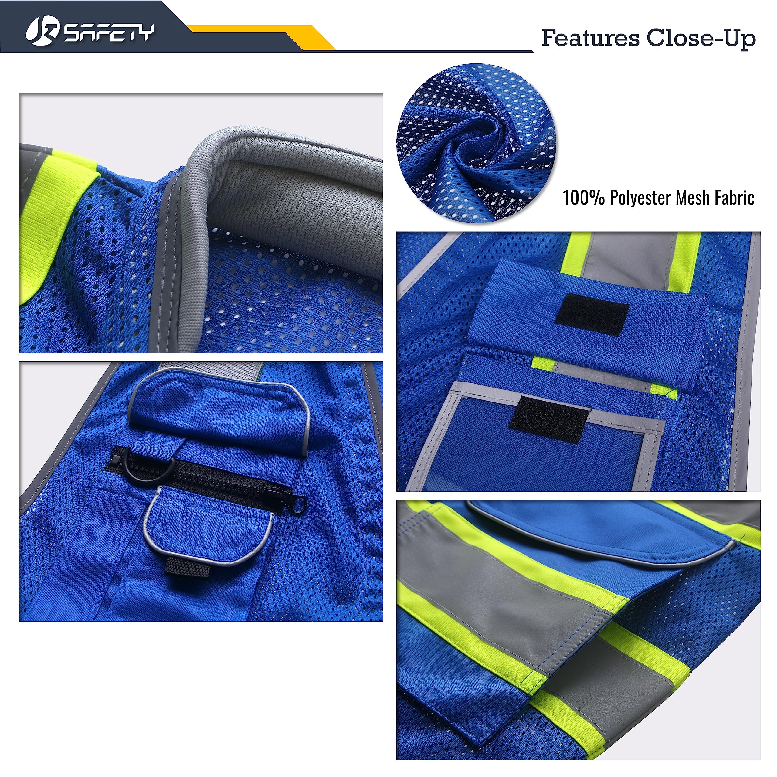 Snapklik.com : JKSafety 9 Pockets Hi-Vis Safety Vest Breathable Mesh ...