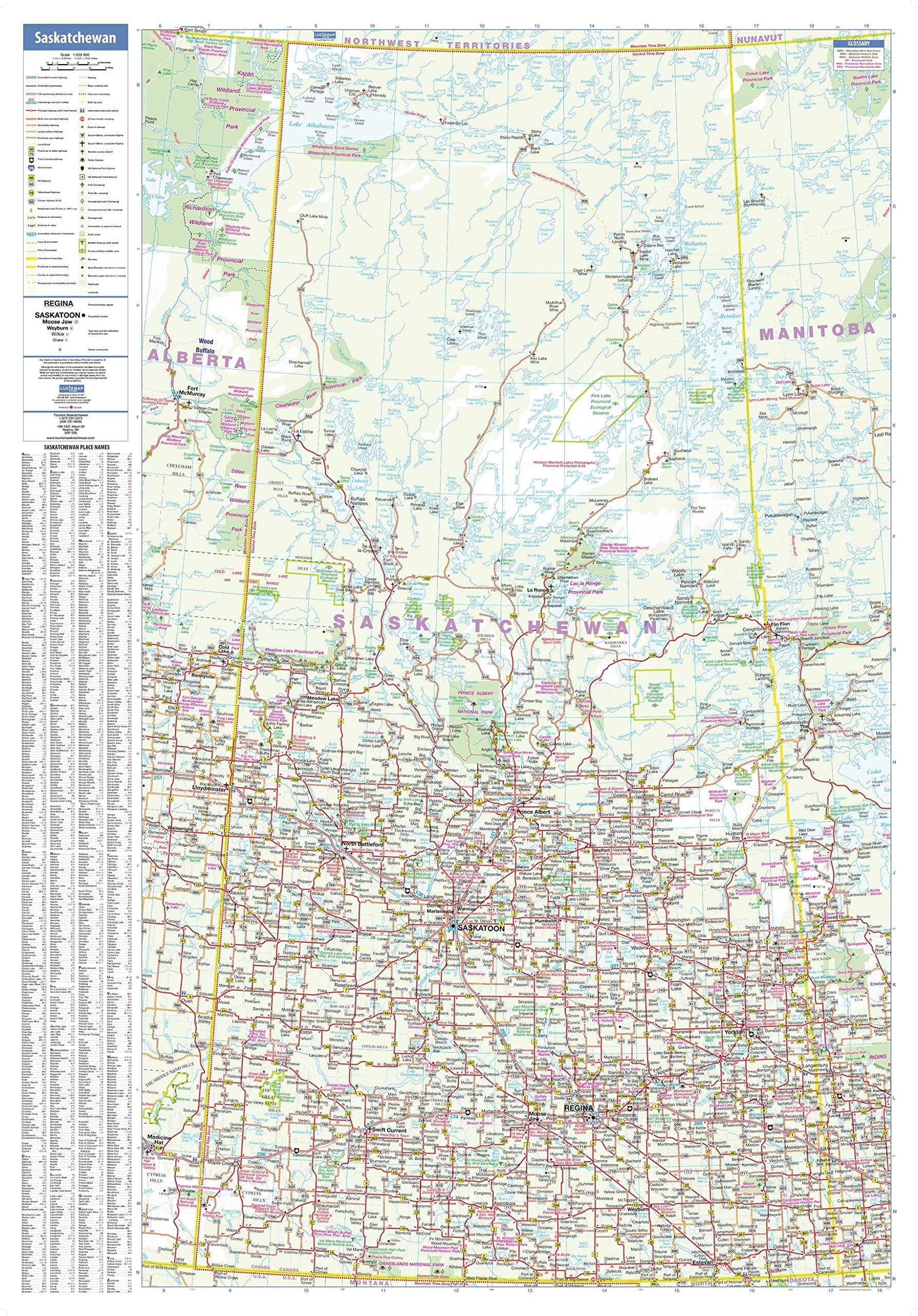 Saskatchewan Wall Map - Large - 37.5" x 54" Laminated : Amazon.ca ...