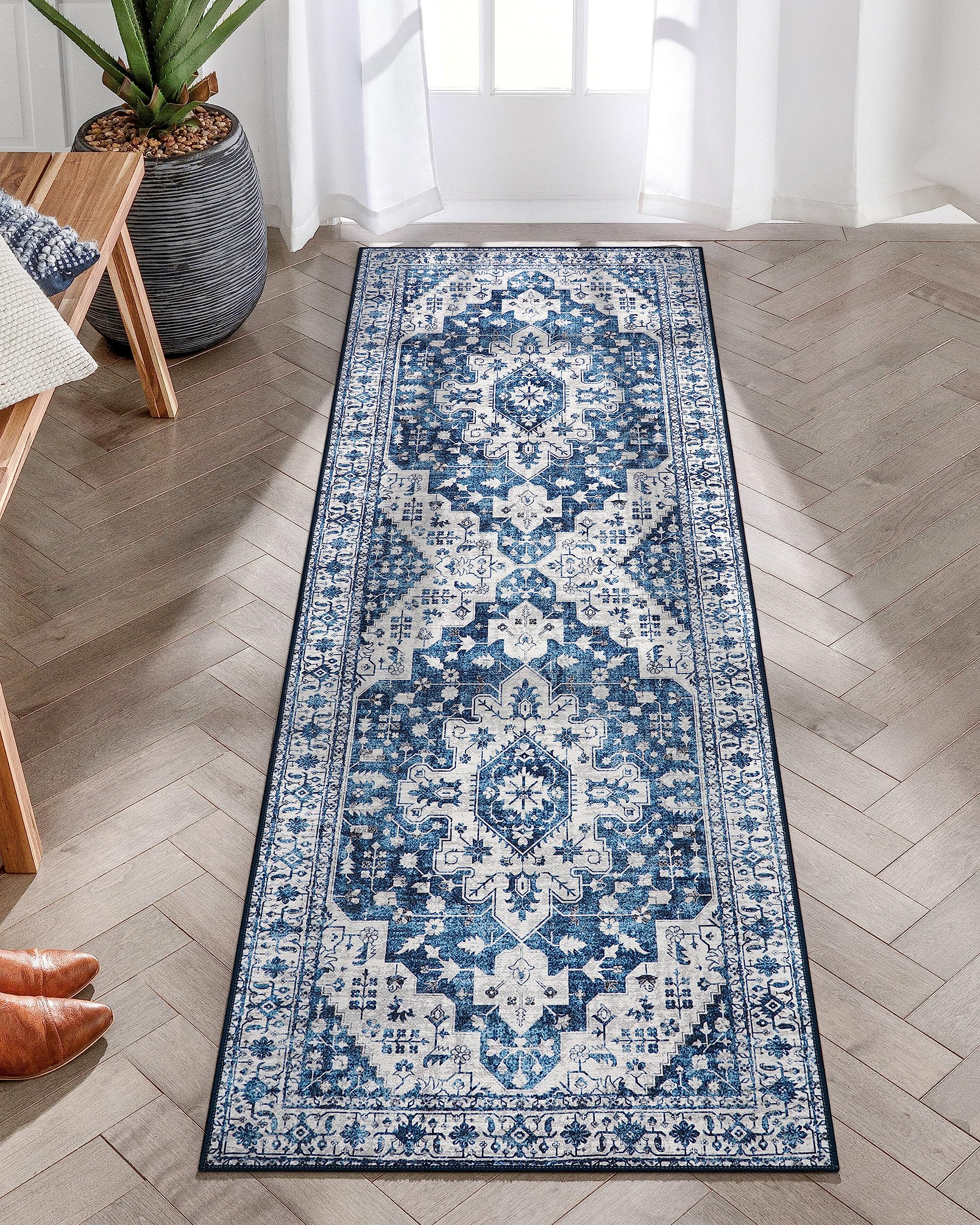 Amazon.com: Moynesa Ultra-Thin Washable Runner Rug - 2x6 Blue Laundry ...