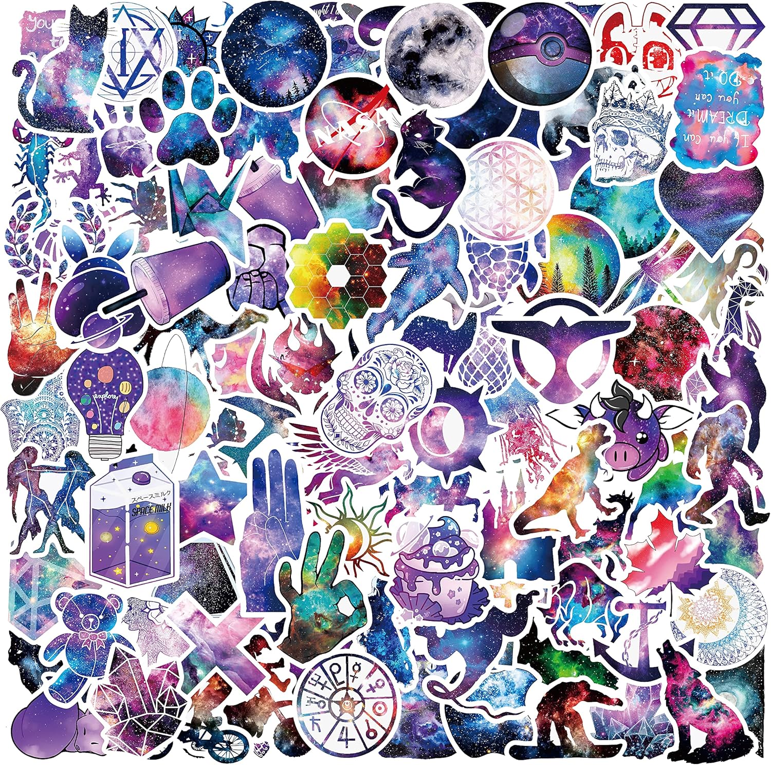 Amazon.com: TUNGFU Galaxy Style Stickers,106 Starry Sky Stickers,Cute ...