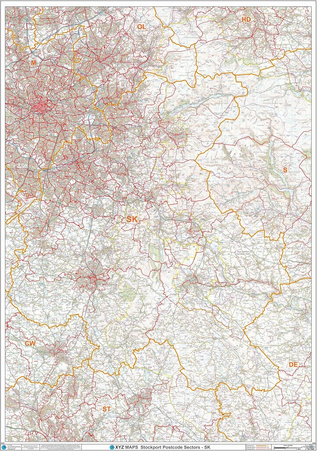 Stockport - SK - Postcode Wall Map - Paper : Amazon.co.uk: Stationery ...