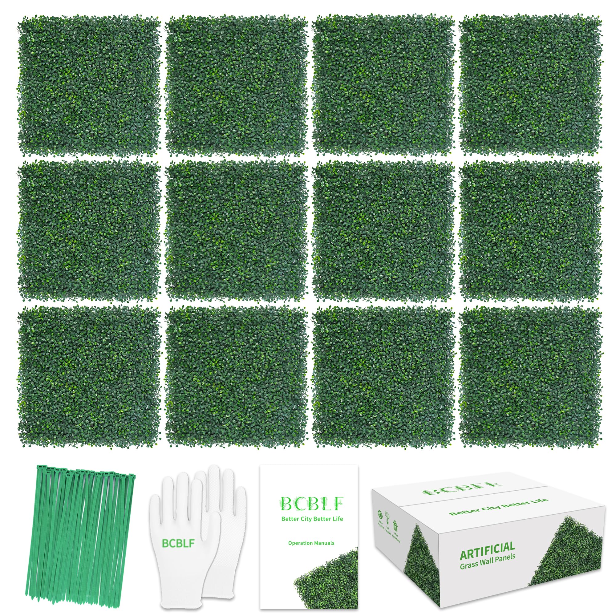 Amazon.com : BCBLF 20"x20" 12Pcs Grass Wall Panels, 4 Layers UV-Anti ...