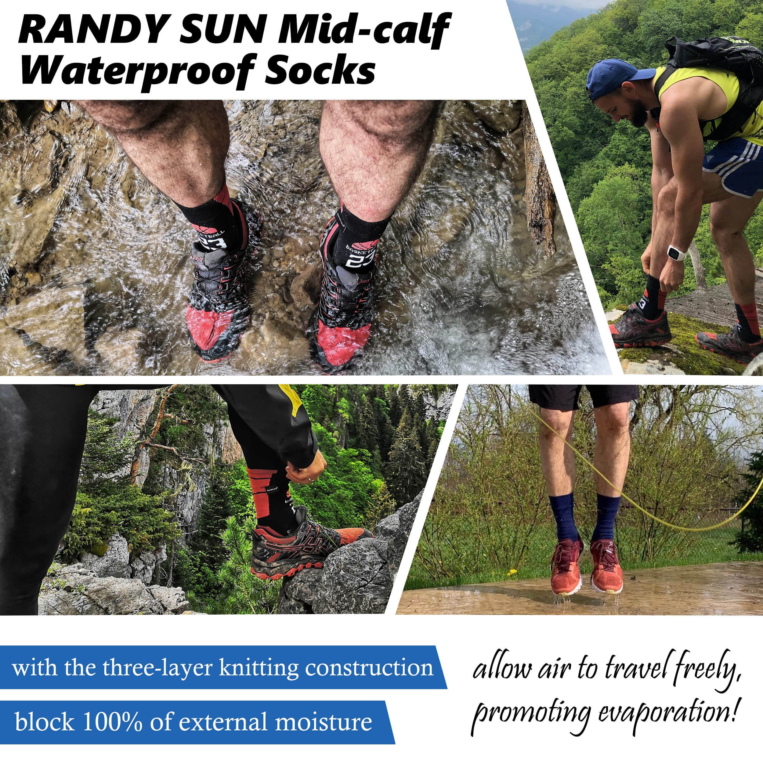 Snapklik.com : Waterproof Mid Calf Flag Socks, Unisex Winter Dry Warm ...
