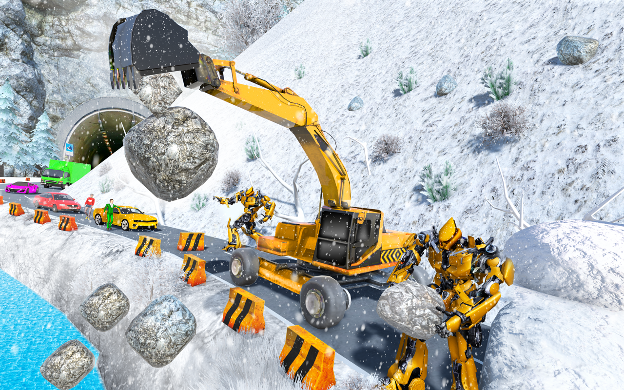 Snow Excavator Crane Simulator City Construction Bulldozer Plow Games ...