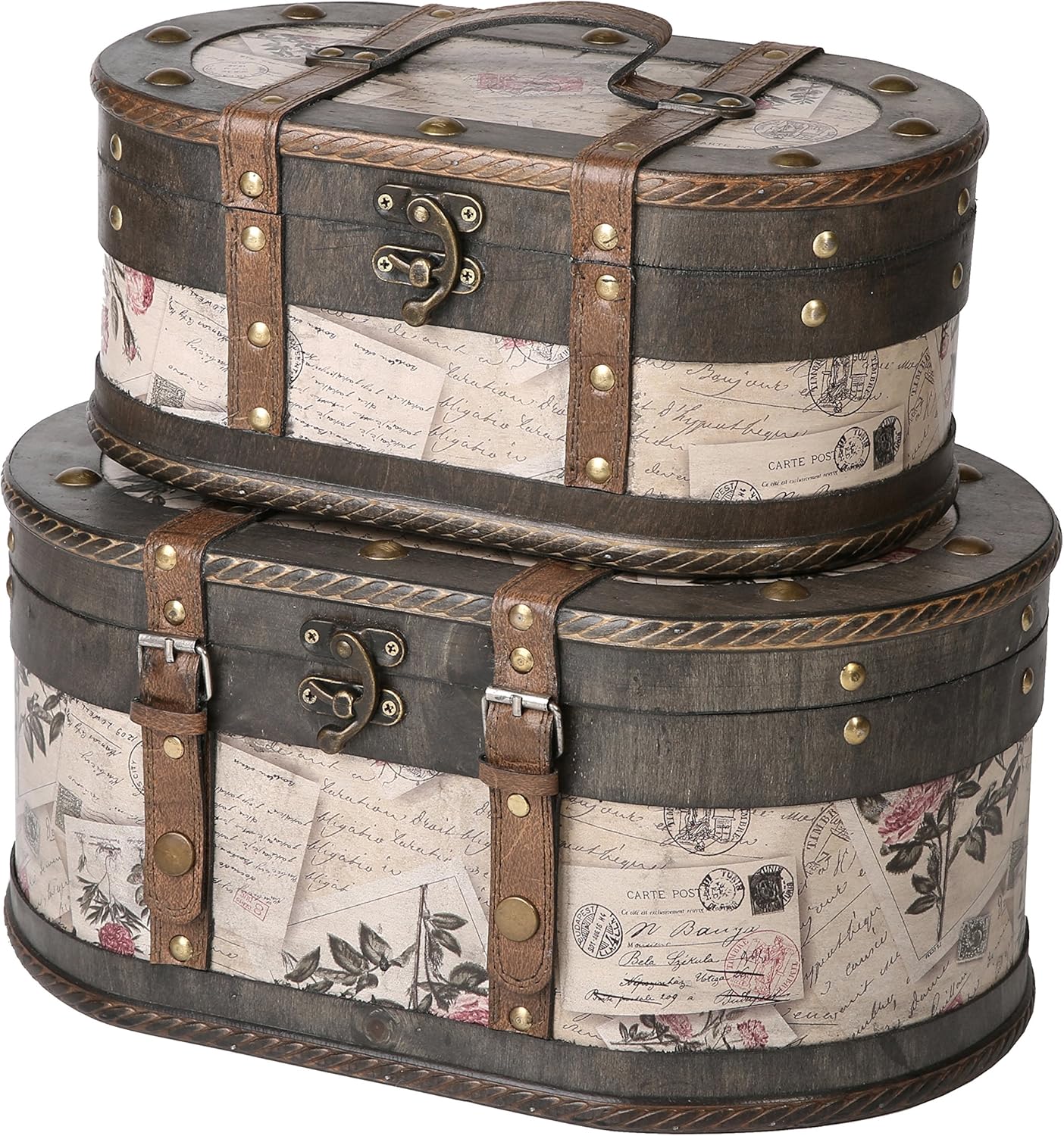 SLPR Alyssa Wooden Train Case (Set of 2, Roses) | Decorative Storage ...