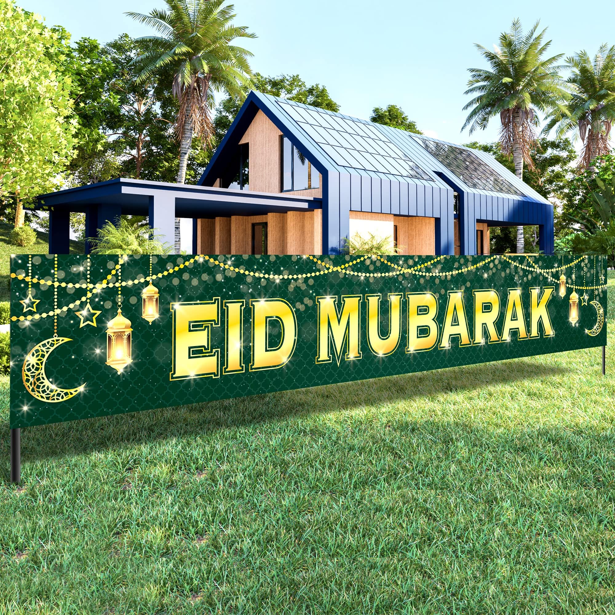 Amazon.com: LOONELO Large Eid Mubarak Backdrop Banner 70.8"X43.3 ...