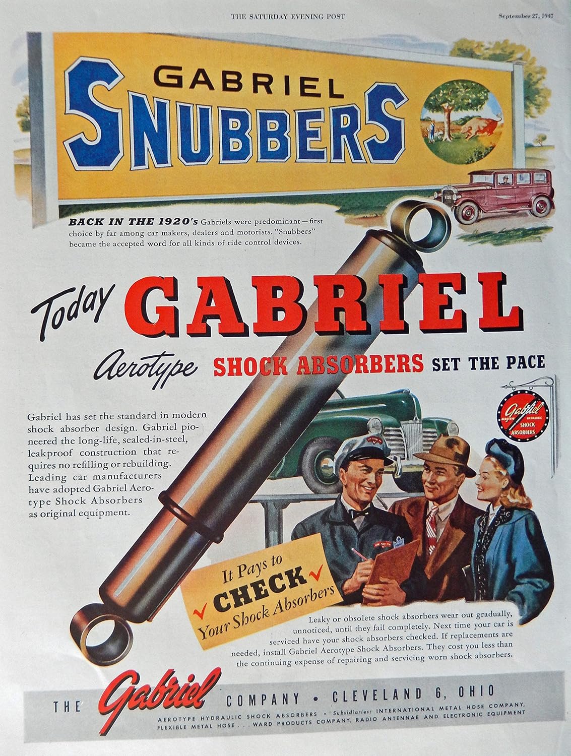 Amazon.com: Gabriel Shock Absorbers, 40's Print ad. Color Illustration ...