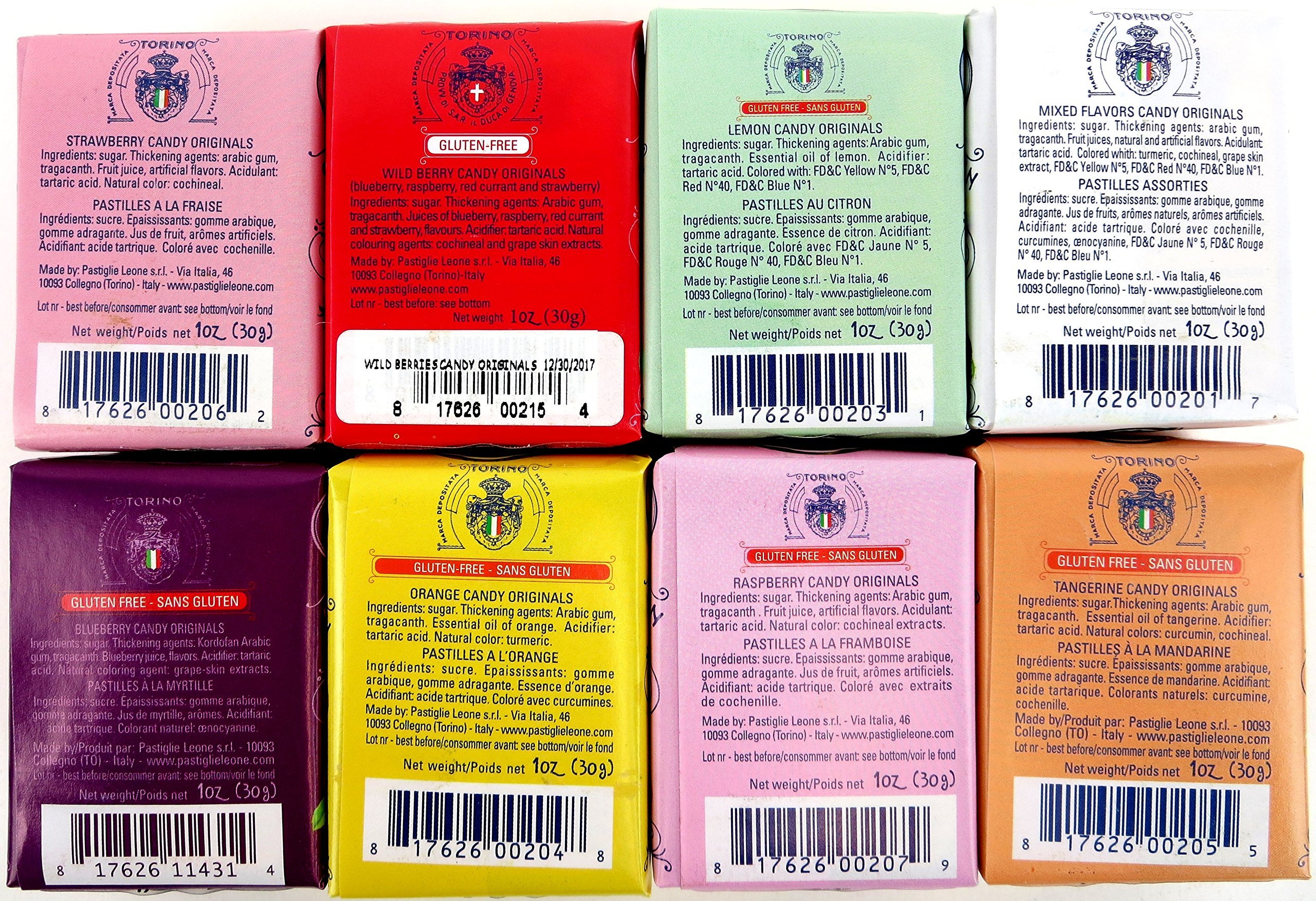 Pastiglie Leone Fruit Pastilles 8-Flavor Variety: One 1 oz Package Each ...