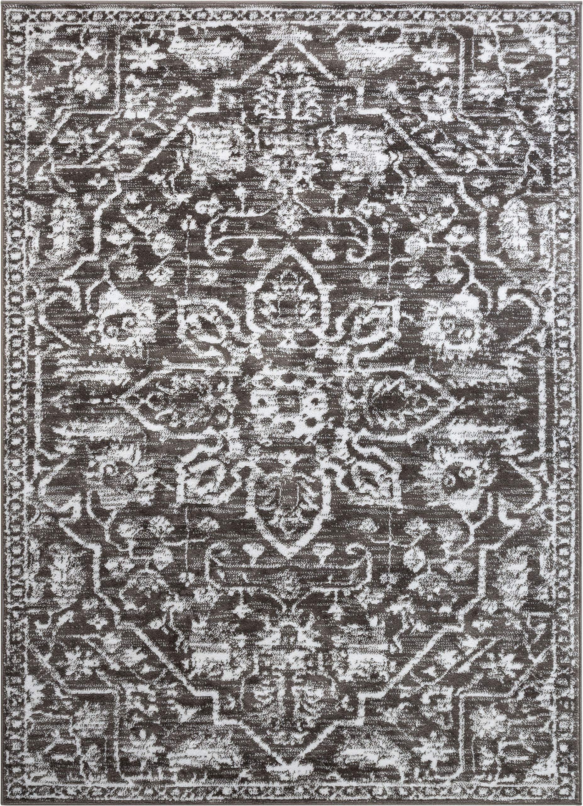 Della Grey Vintage Medallion Pattern Area Rug 120x160 cm (3'11"x5'3" ft ...