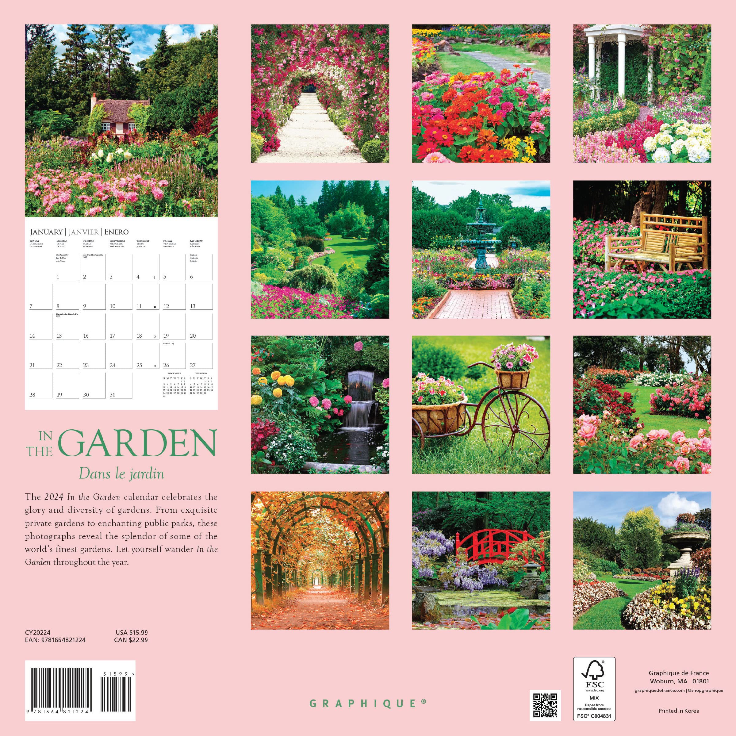 Graphic Garden Calendar Gardening | Calendars Filled With Flowers,