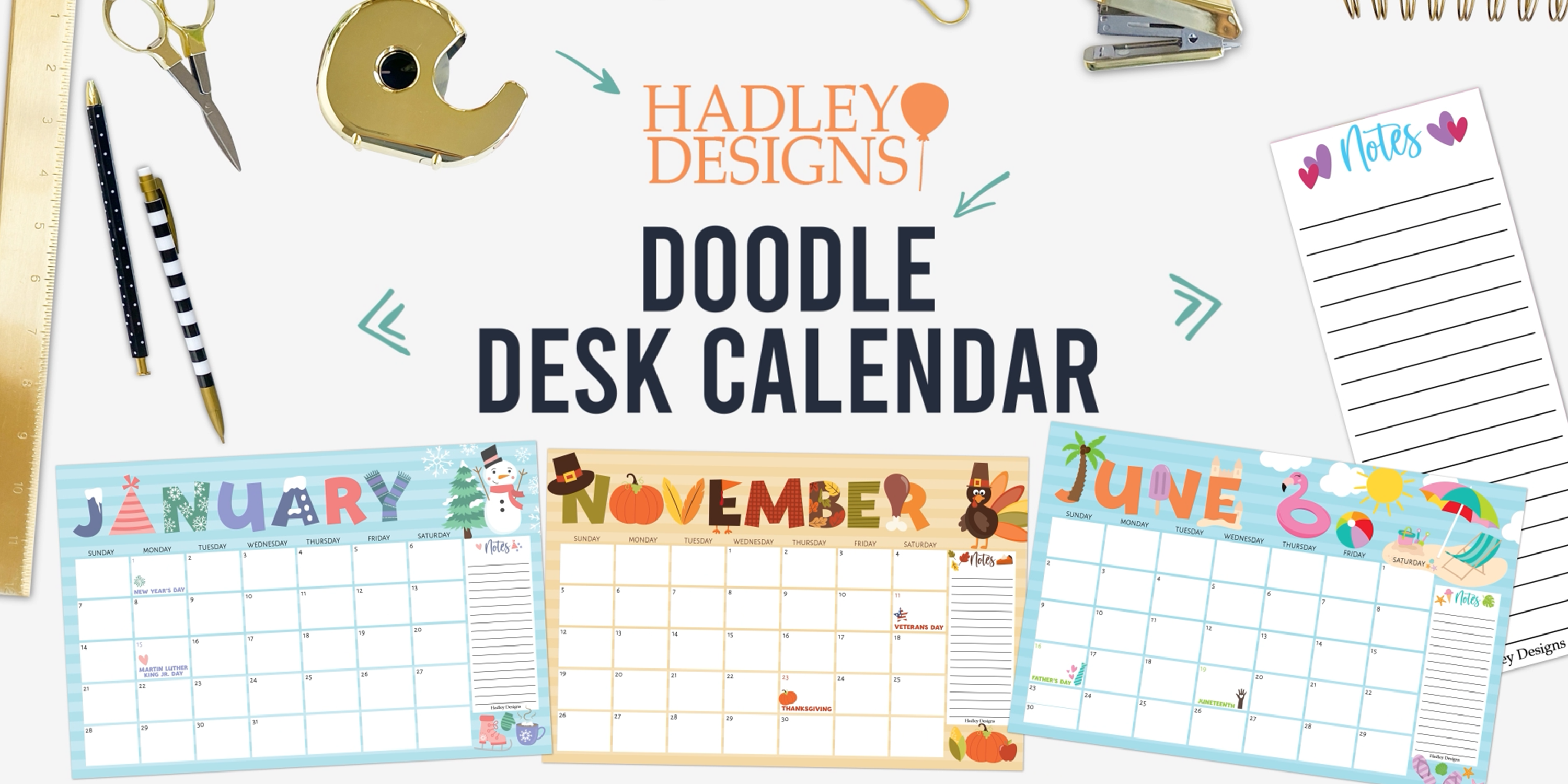 Hadley Designs 2025-2026 Small Desk Flip Calendar Hadley Designs 2025 ...