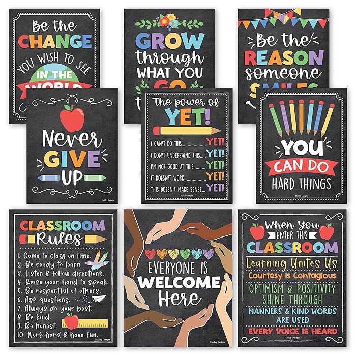 Buy 9 Colorful Classroom Decor Signs - Welcome Sign For Classroom ...