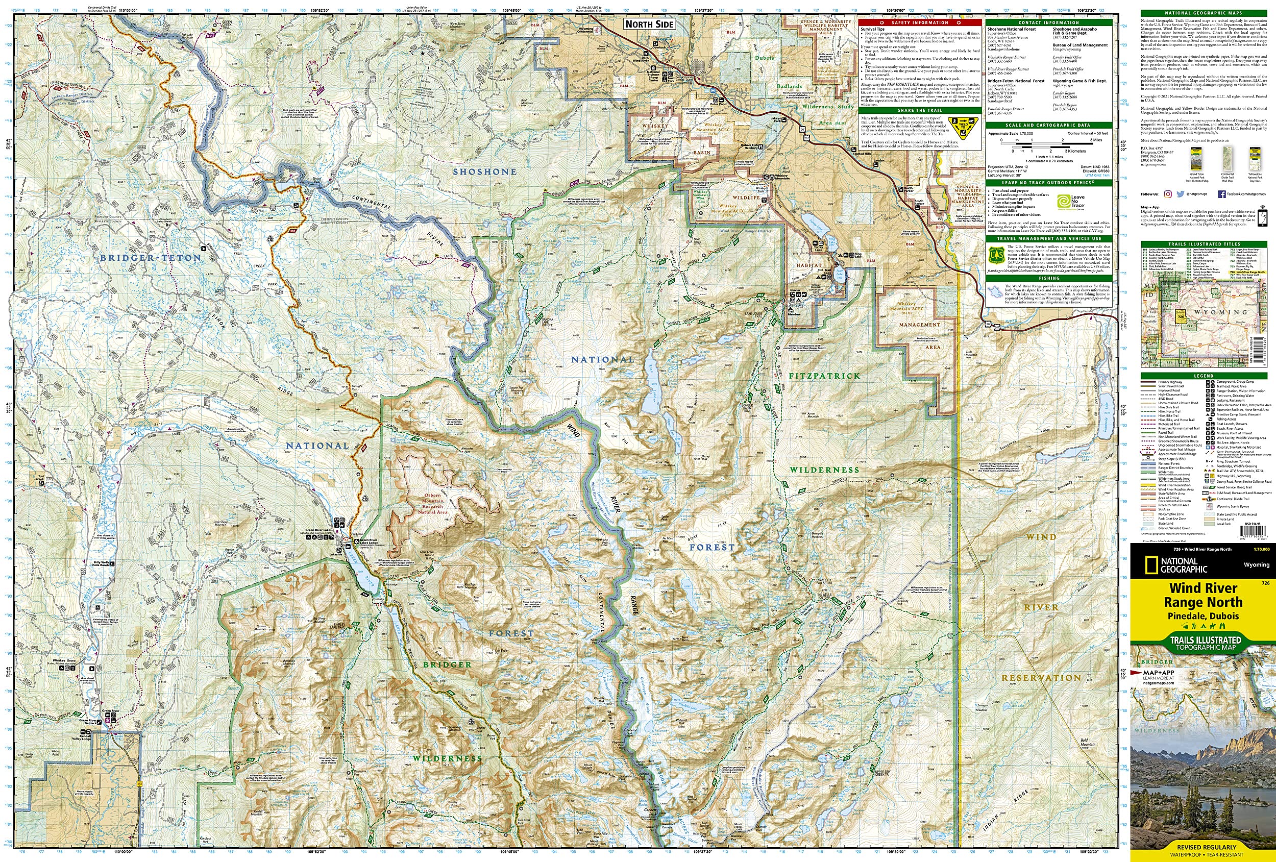 Snapklik.com : Wind River Range North Map Pinedale, Dubois