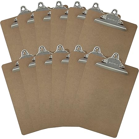 Amazon.com : Letter Size Clipboard Standard Clip 9'' x 12.5'' Hardboard ...