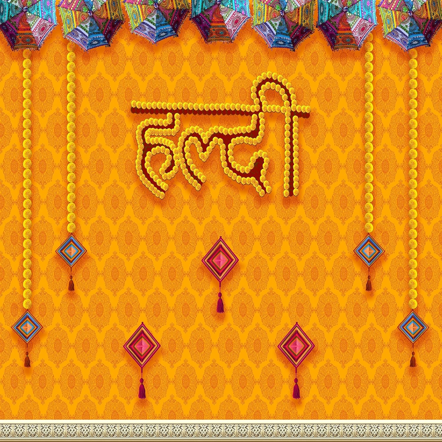 Dhara Creation Haldi Function (8FT-8FT) Backdrop Cloth for Wedding ...