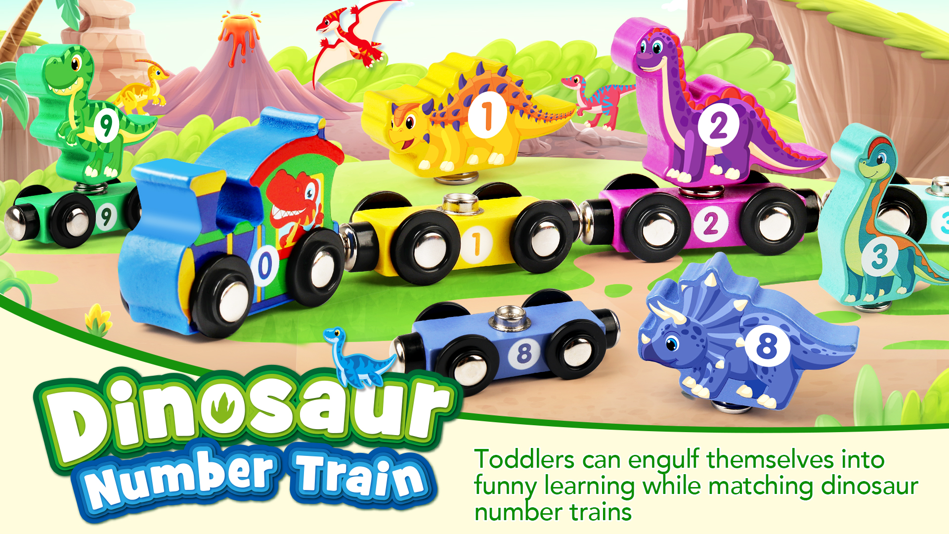 Magnetic Train Cars Mentari Dinosaur Train - 7pc With Removable ...