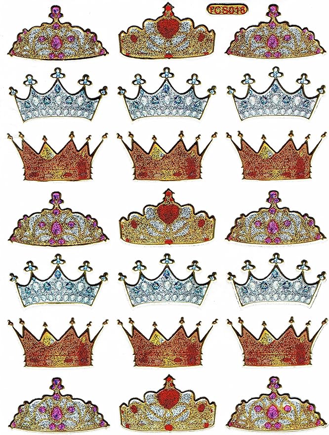 Crown King Queen Princess Prince sticker colorful decal Metallic ...