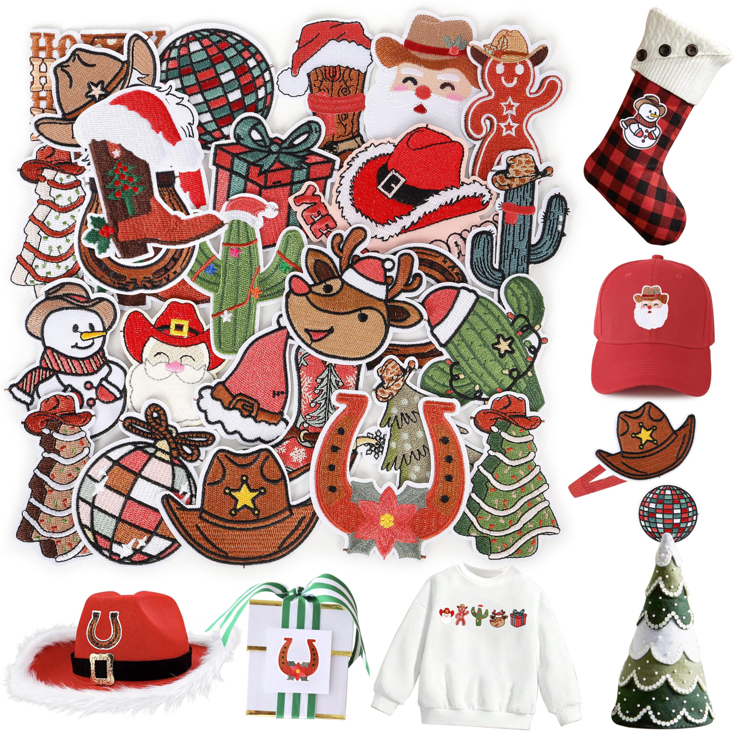 Amazon.com: Meneng Patches Christmas Embroidered for Western Iron On ...