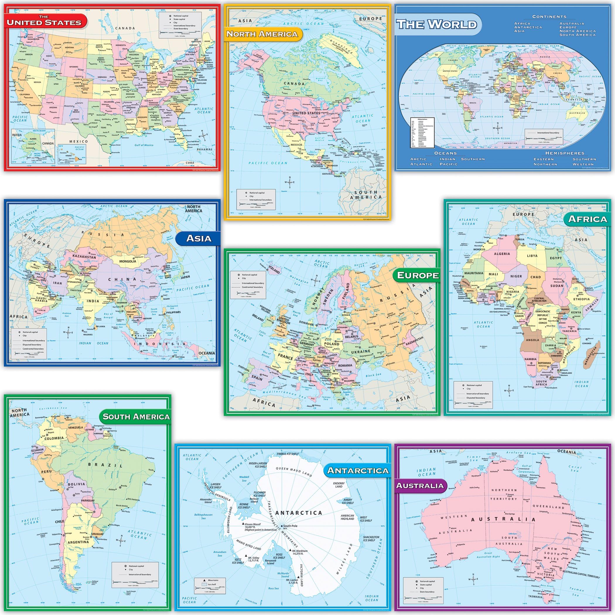 Amazon.com: Teacher Created Resources TCR9689 Map Charts Set (Pack of 9 ...