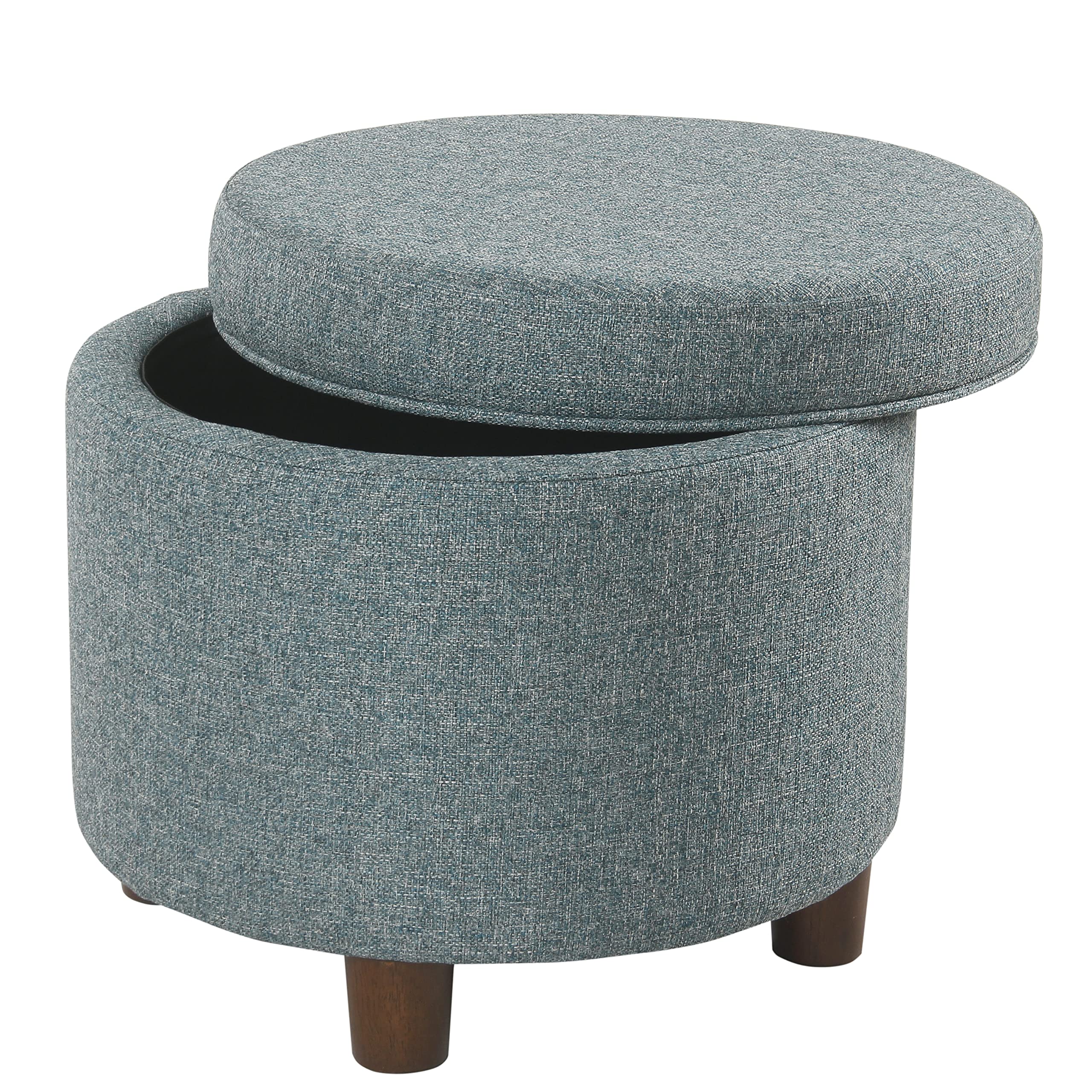 Snapklik.com : HomePop Home Decor Upholstered Round Storage Ottoman Ottoman
