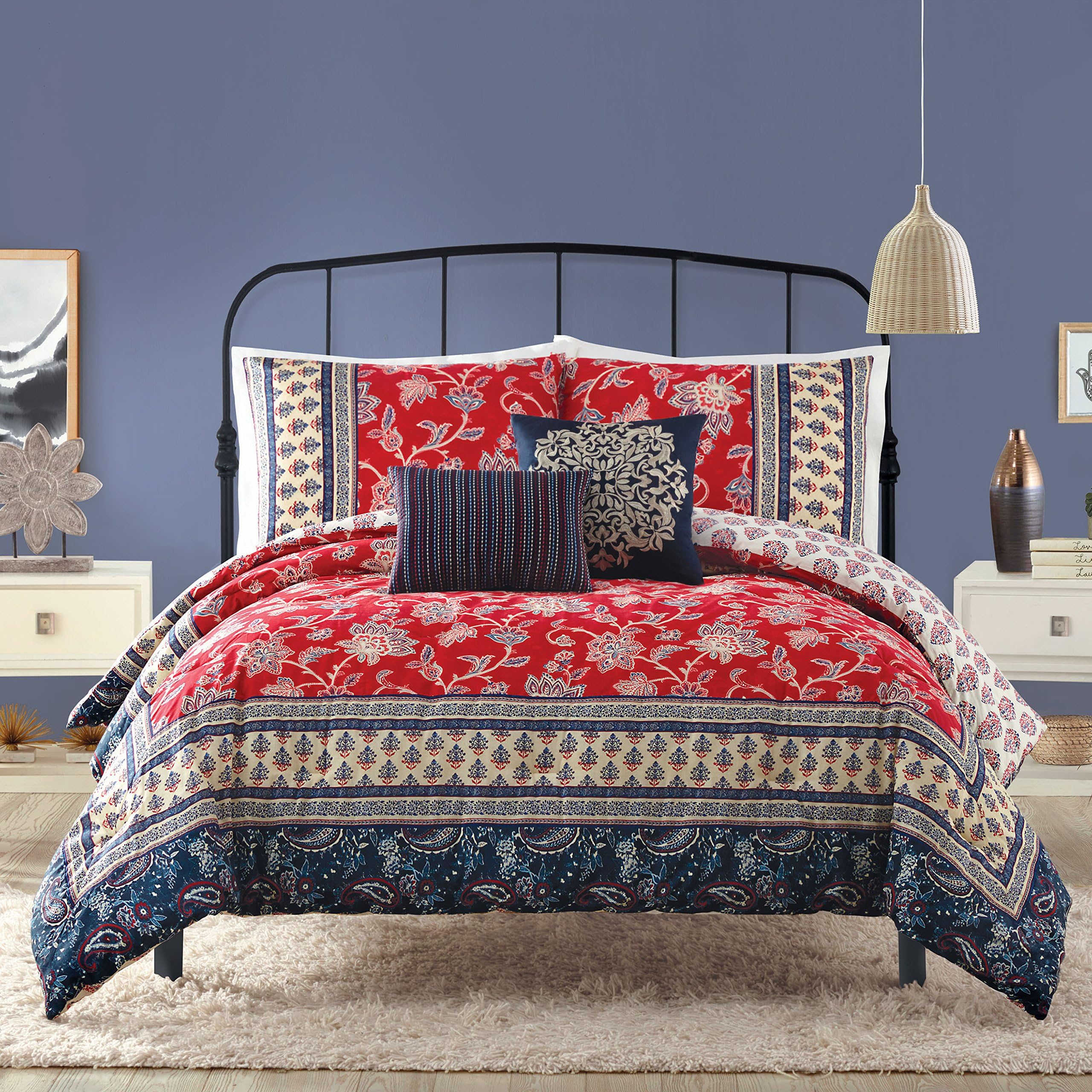 Amazon.com: Indigo Bazaar 5-Piece Reversible Comforter Set - Ultra-Soft ...