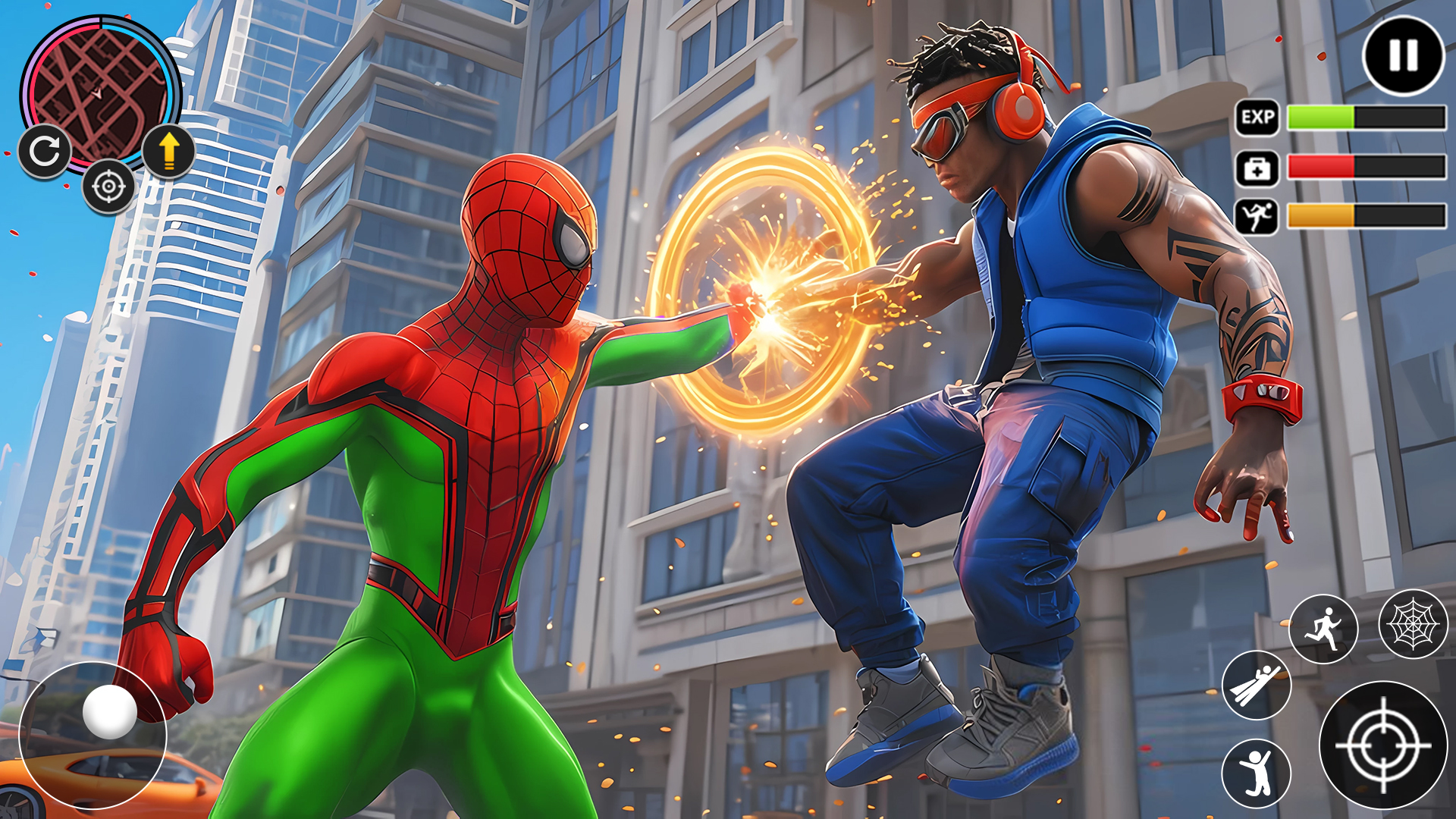 Super Hero Flying Spider Rescue Robot Games: Grand City Shooting Action ...