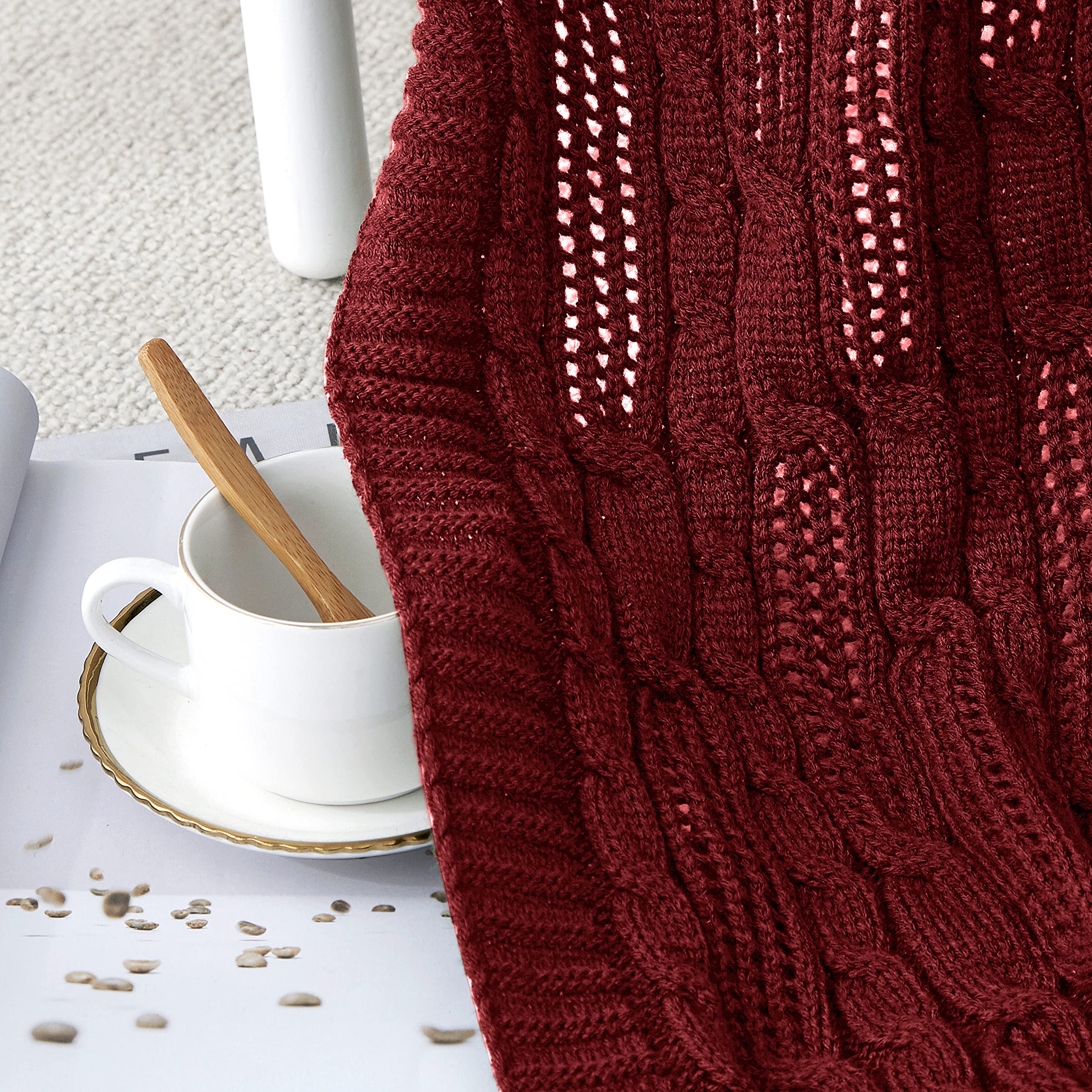 Snapklik.com : Cable Knit Throw Blankets 50 X 60 Inches, Soft Cozy And ...