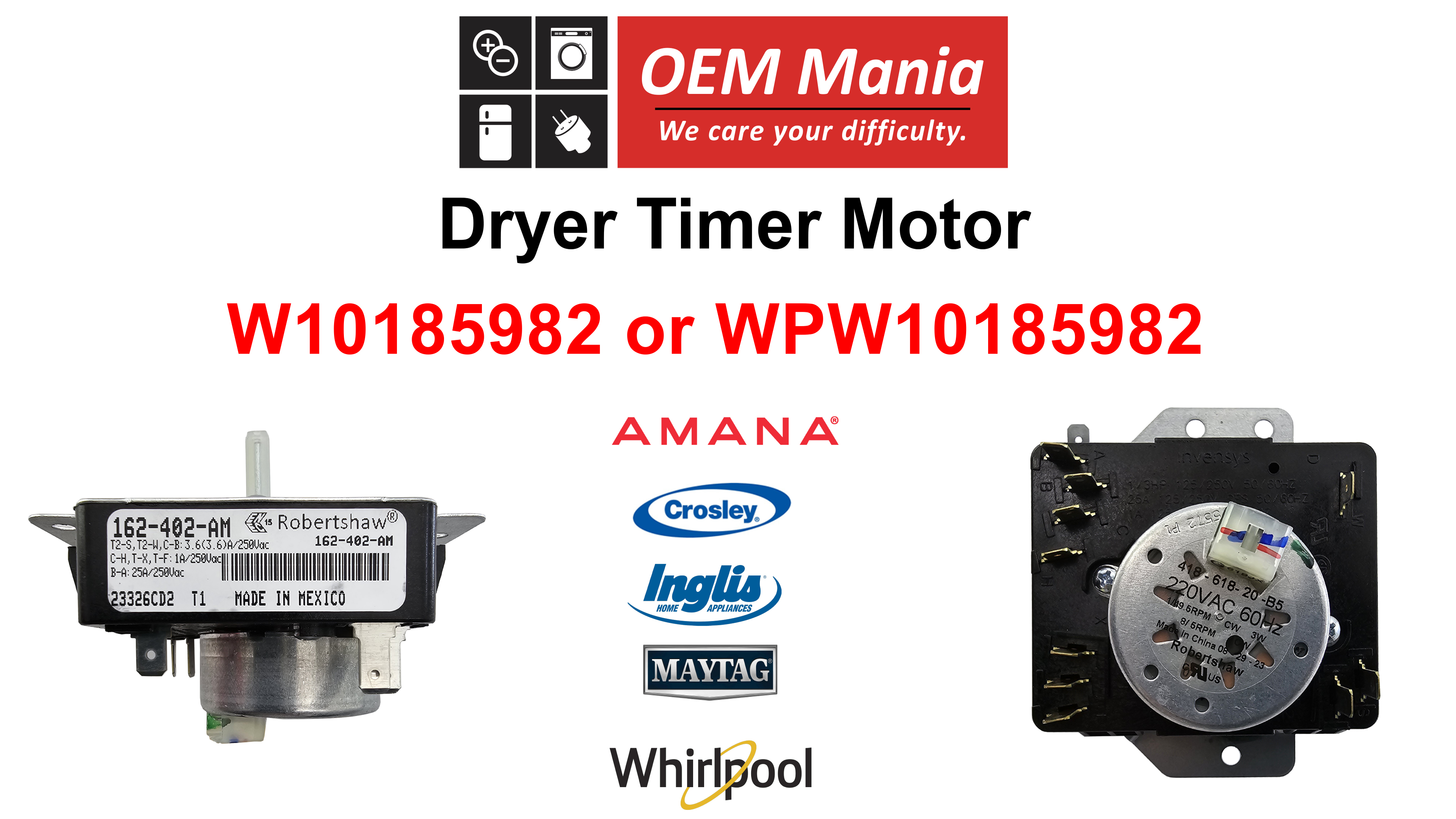 Watch W10185982 Dryer Timer for Whirlpool Maytag Amana Crosley on ...