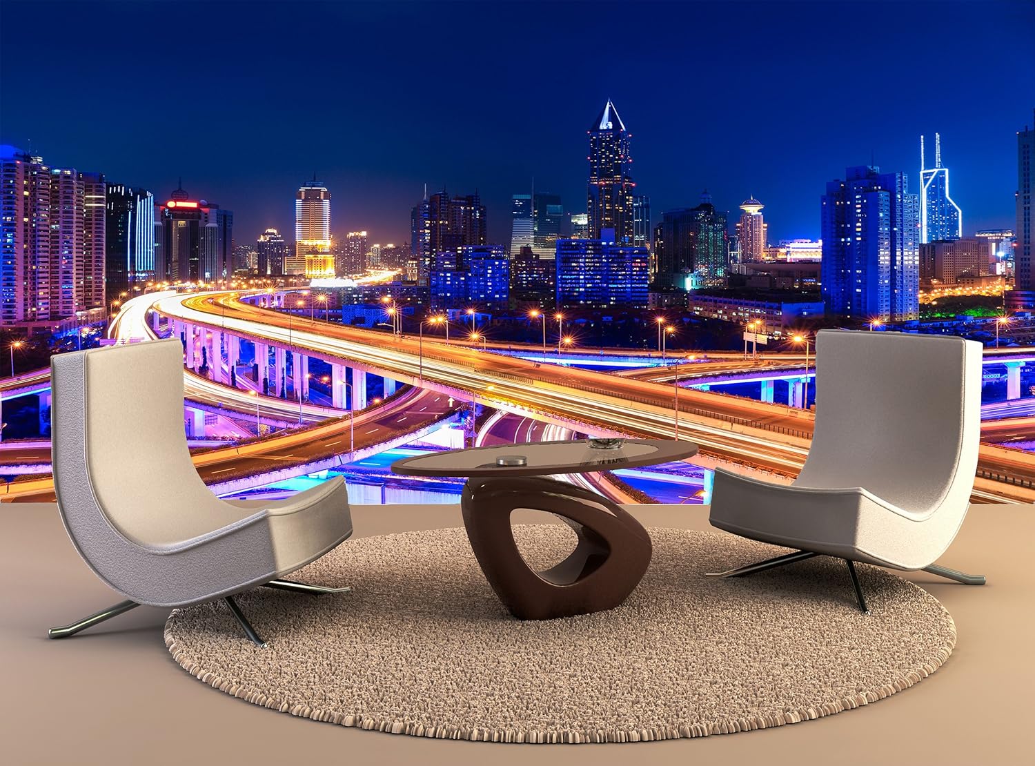 Amazon.com: Wall Print Poster Modern City Skyline Interchange Overpass ...